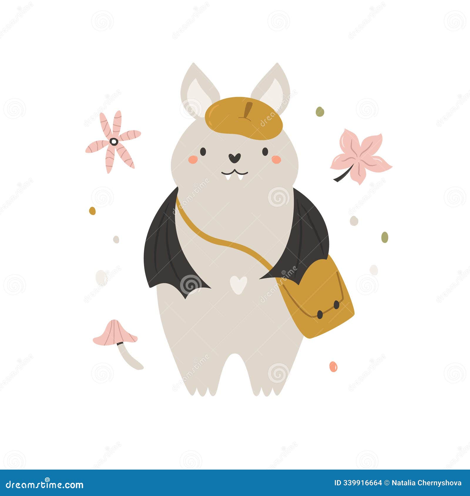 Adorable Fall Bat Vector Illustration. Cute Autumn Designs for ...