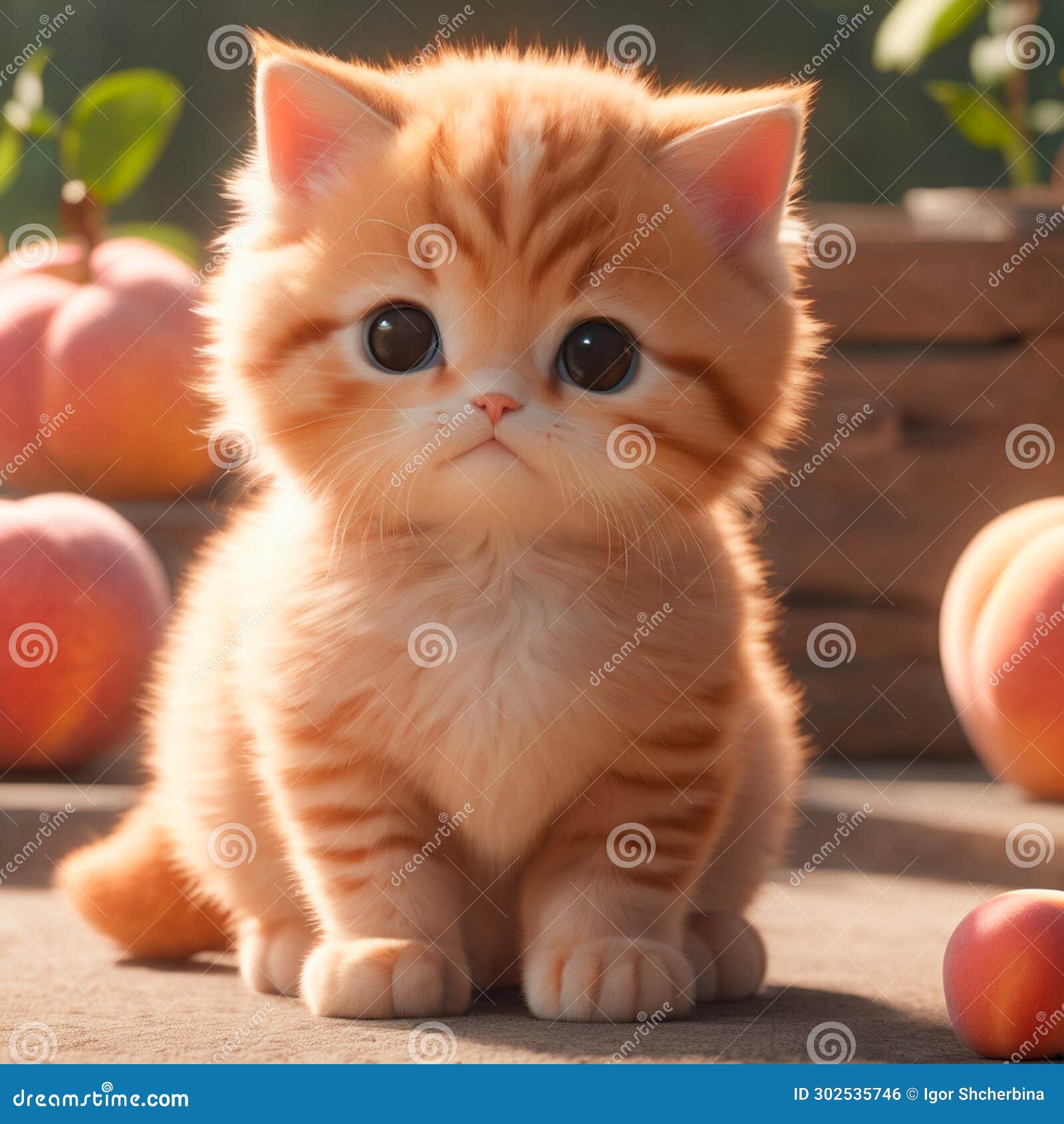 A Adorable Fat Peach Kitten Stock Illustration - Illustration of tabby ...