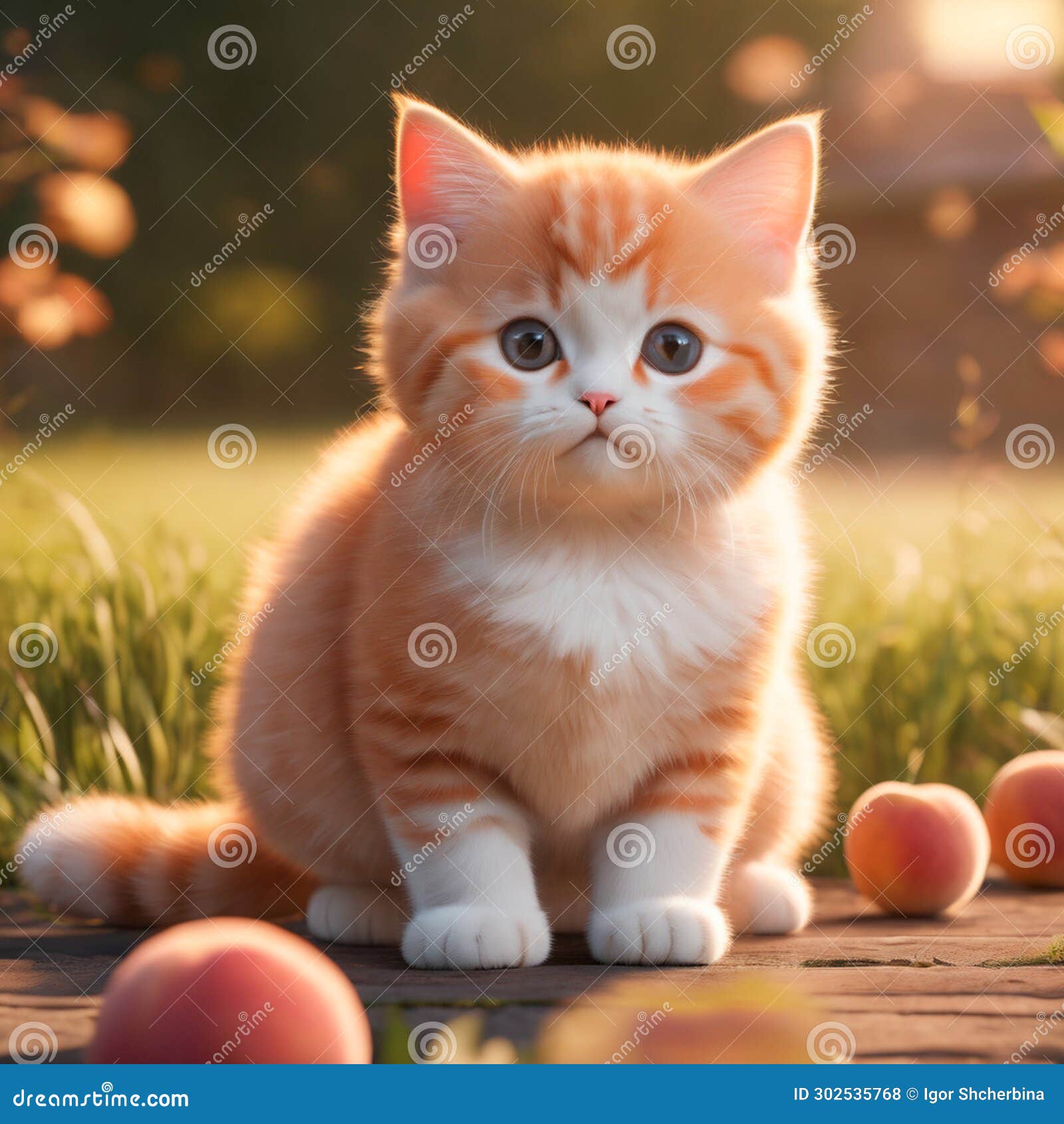 A Adorable Fat Peach Kitten Stock Illustration - Illustration of animal ...