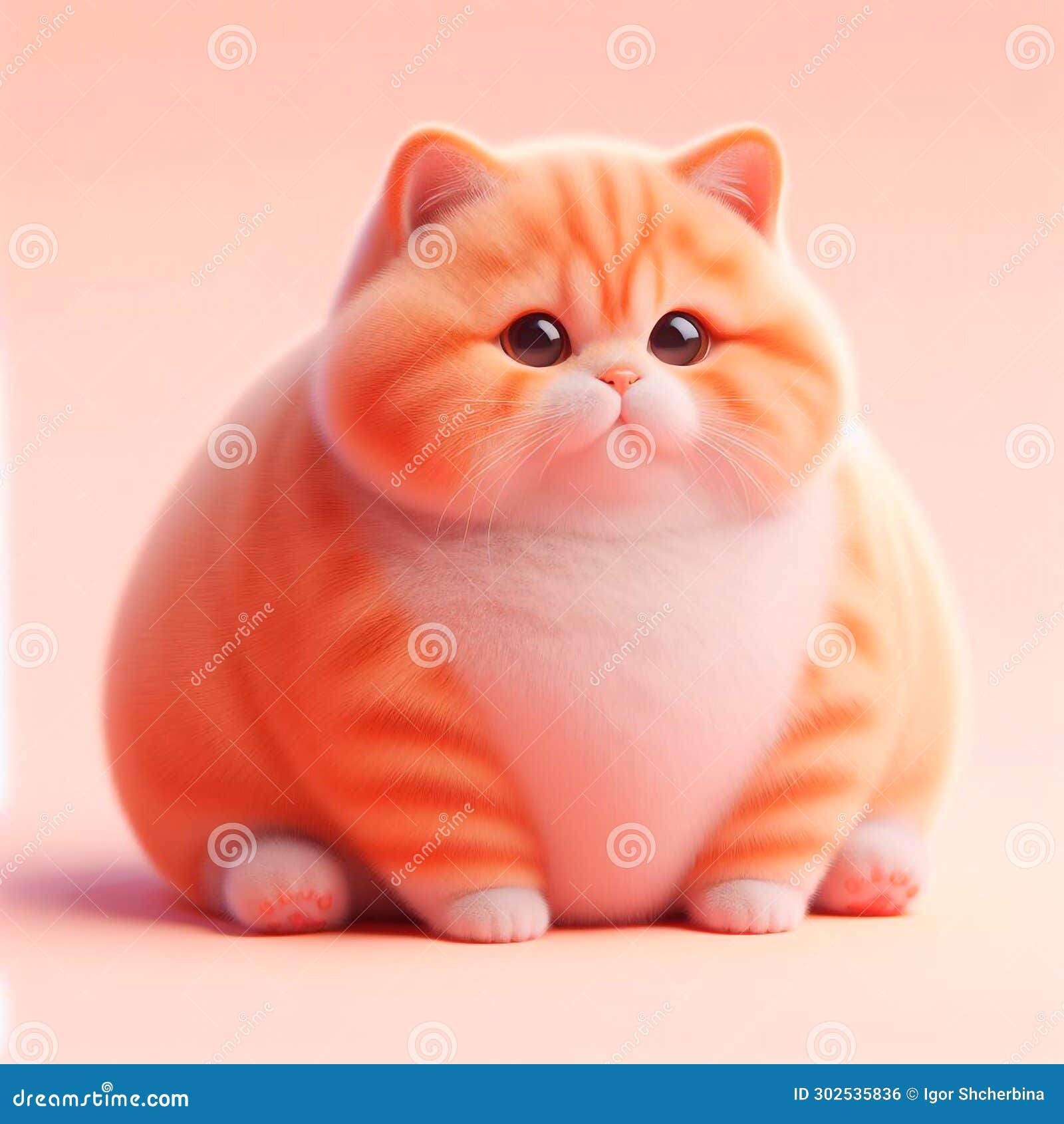A Adorable Fat Peach Kitten Stock Illustration - Illustration of feline ...