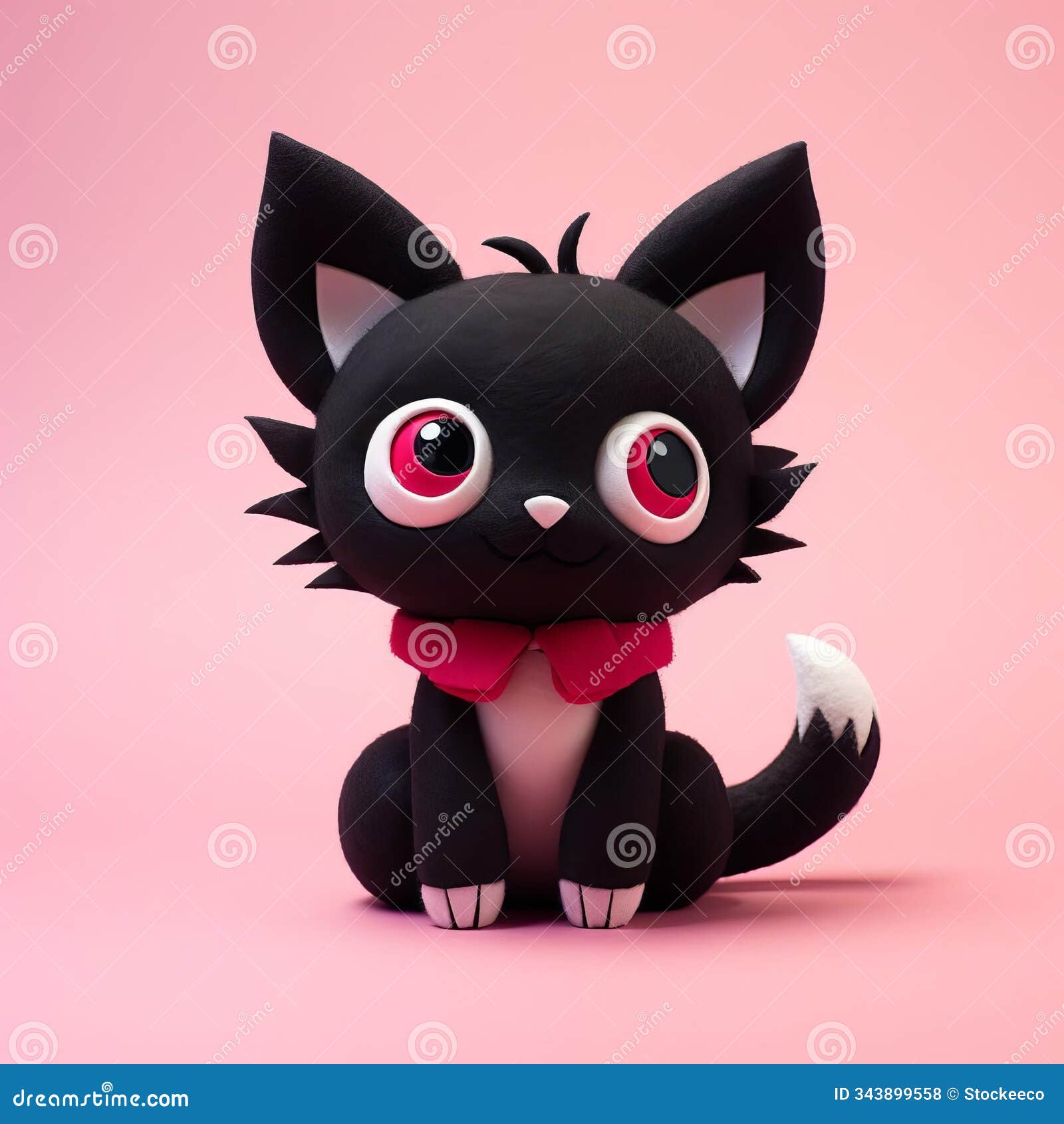 Adorable Felt Cait Sith on Solid Color Background Realistic Design ...