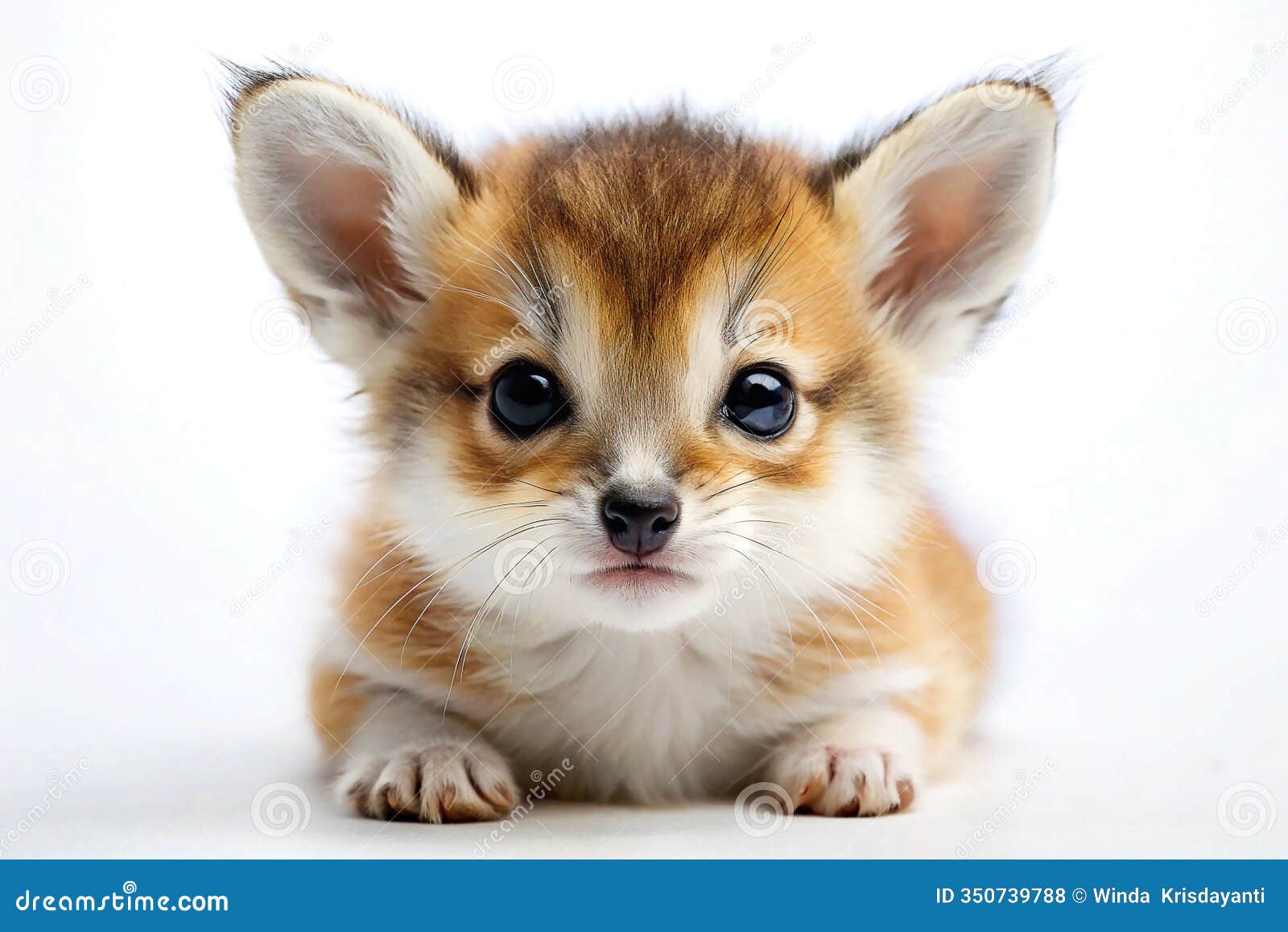 Adorable Fennec Fox Kit, Large Eyes, White Background Stock ...