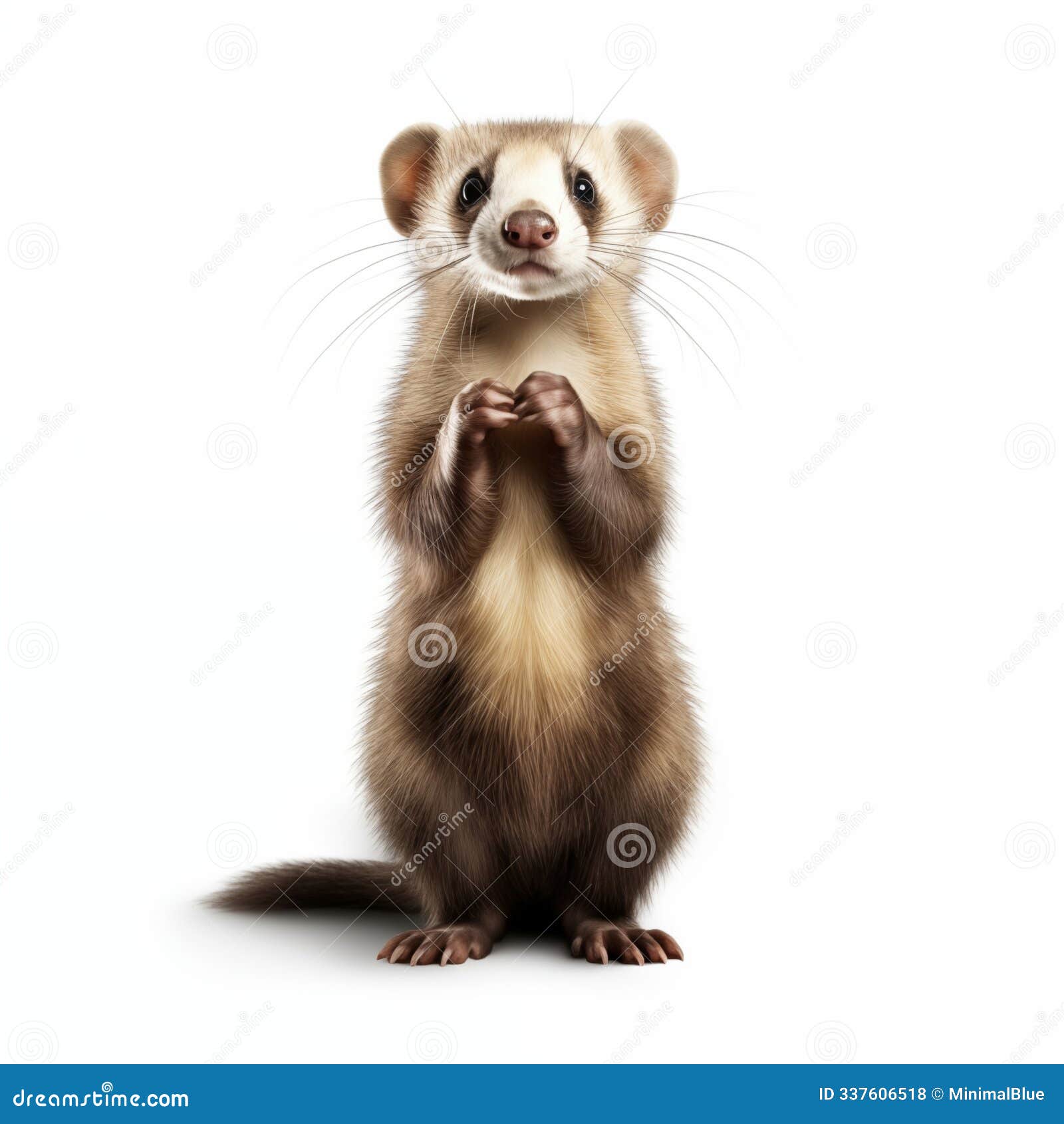 Adorable Ferret Standing Upright on White Background Stock Illustration ...