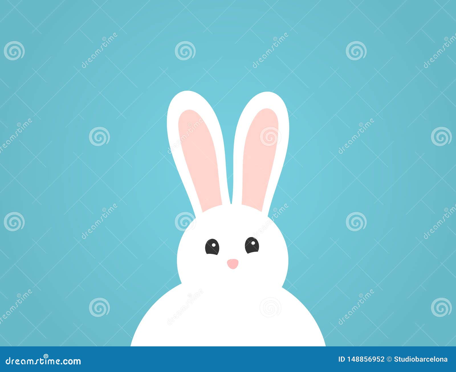 Adorable Fluffy White Bunny on Blue Background Stock Vector ...