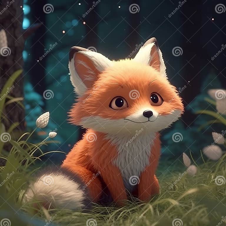 Cute and Adorable Fox Animation Stock Illustration - Illustration of ...