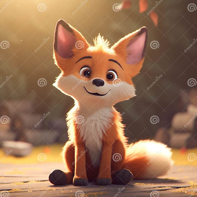 Cute and Adorable Fox Animation Stock Illustration - Illustration of ...
