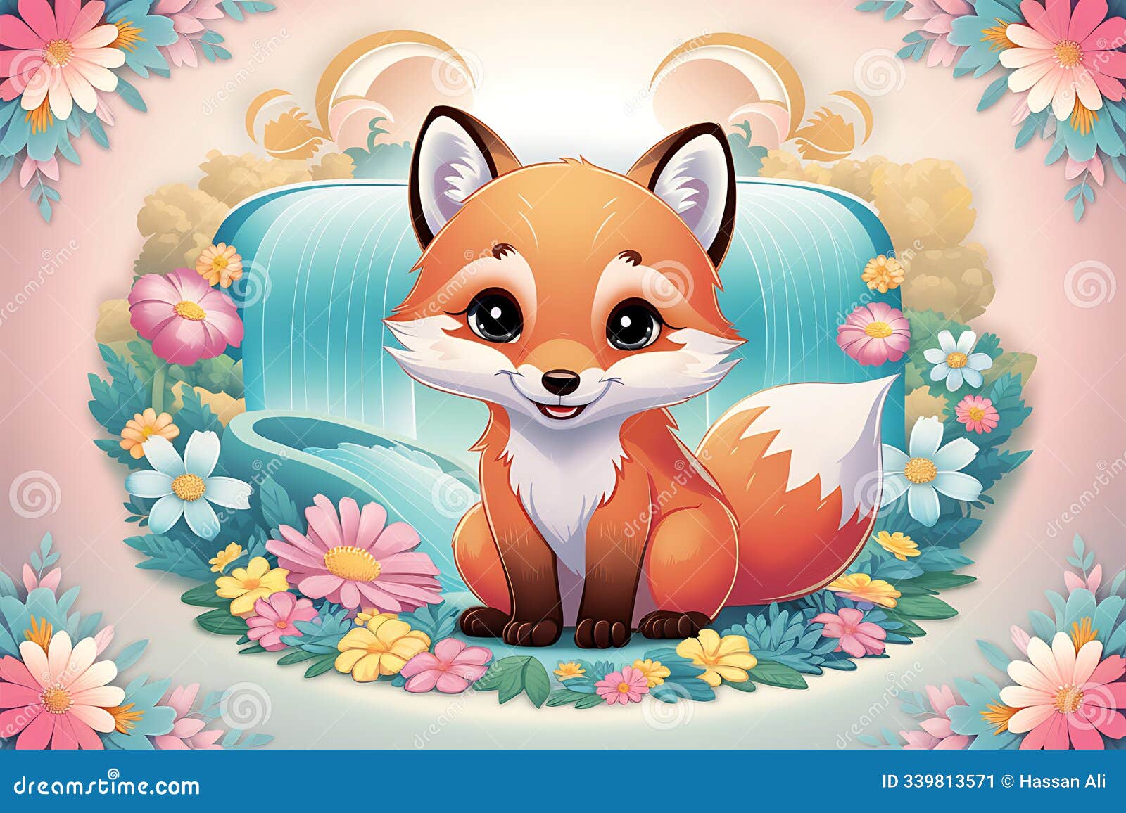 Adorable Fox Animation stock illustration. Illustration of comics ...