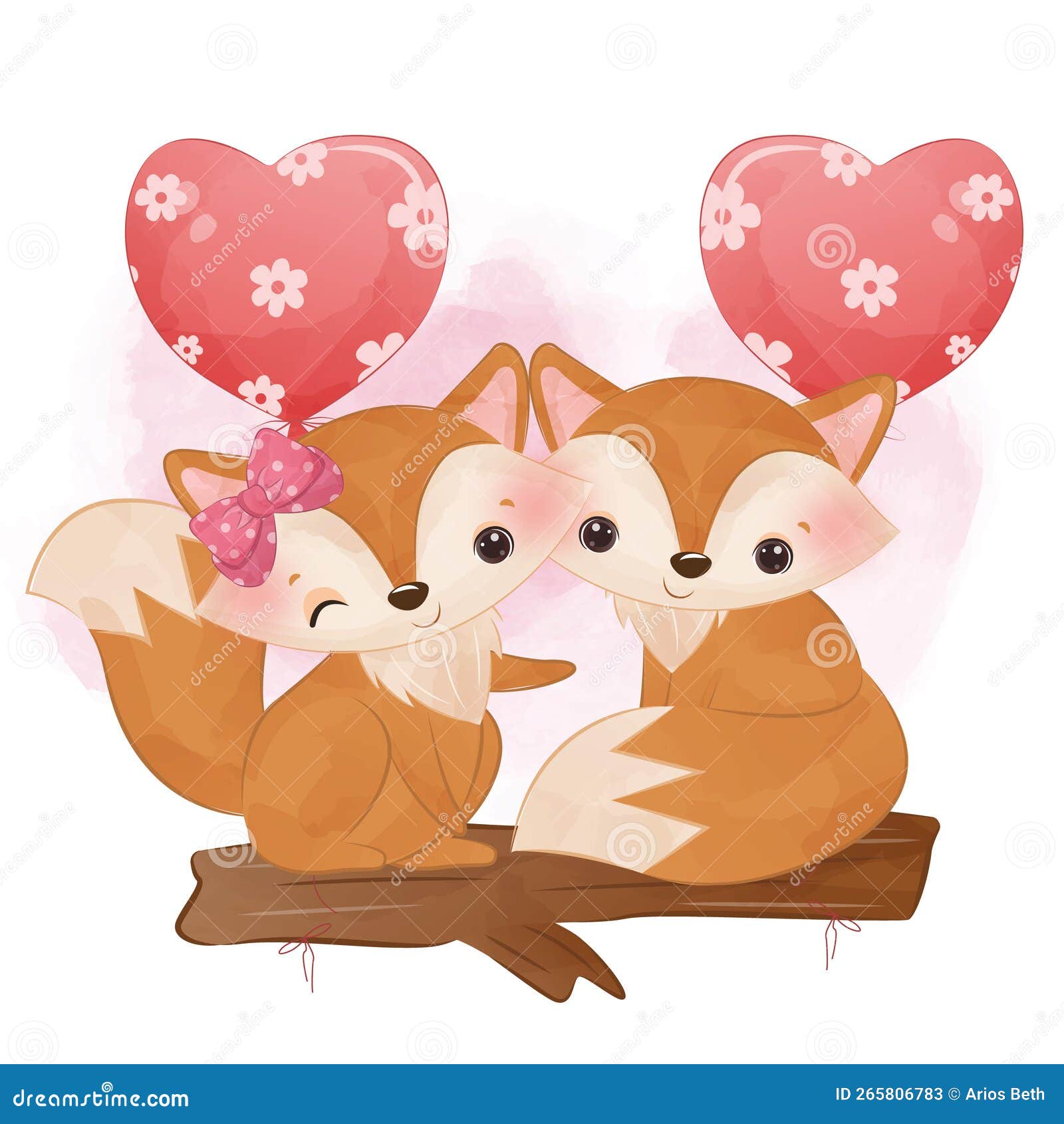Adorable Fox Couple Illustration Stock Illustration - Illustration of ...