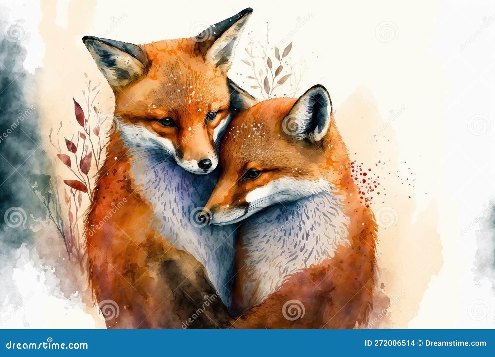 Adorable Fox Pair Hugging in a Cartoon Stock Illustration ...
