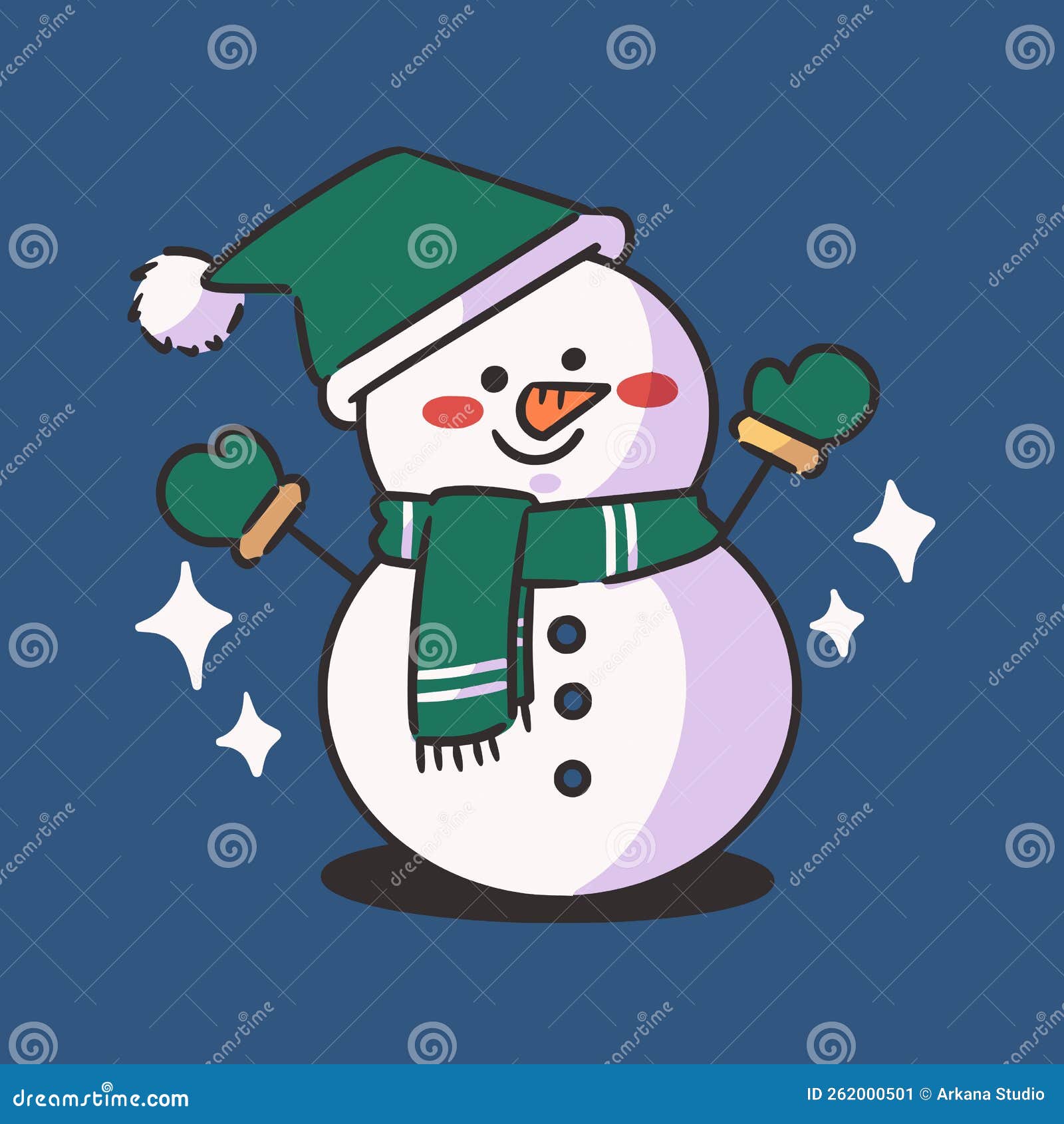 Adorable Friendly Snowman 1 Character Doodle Element Stock Vector ...