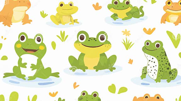 Adorable Frog and Toad Characters Seamless Pattern for Design Projects ...