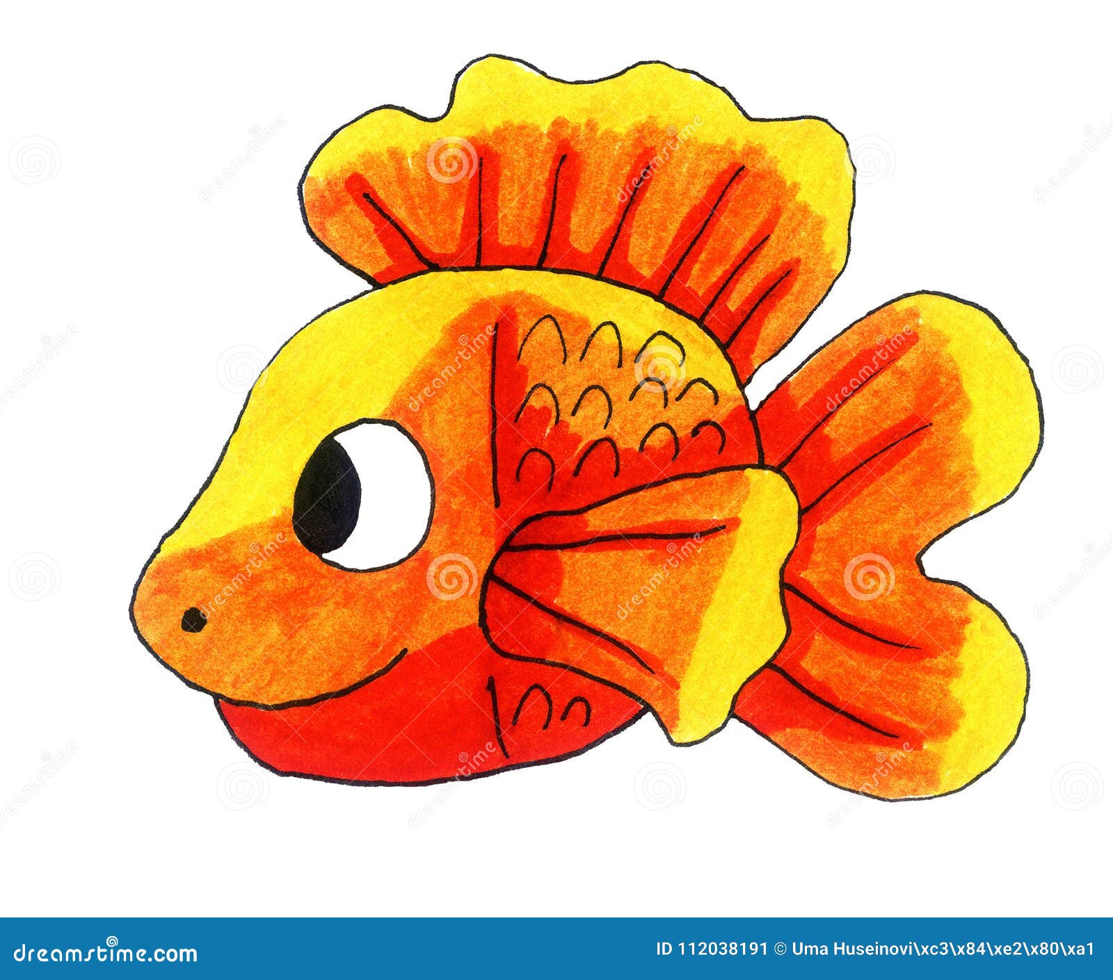 Adorable Funny Goldfish stock illustration. Illustration of cheerful ...