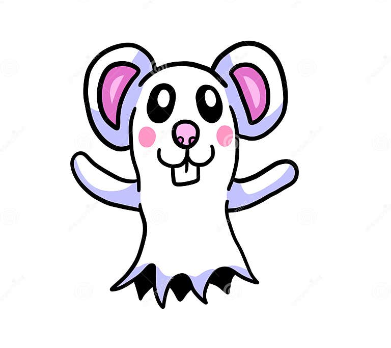 An Adorable Ghost Mouse stock illustration. Illustration of blush ...