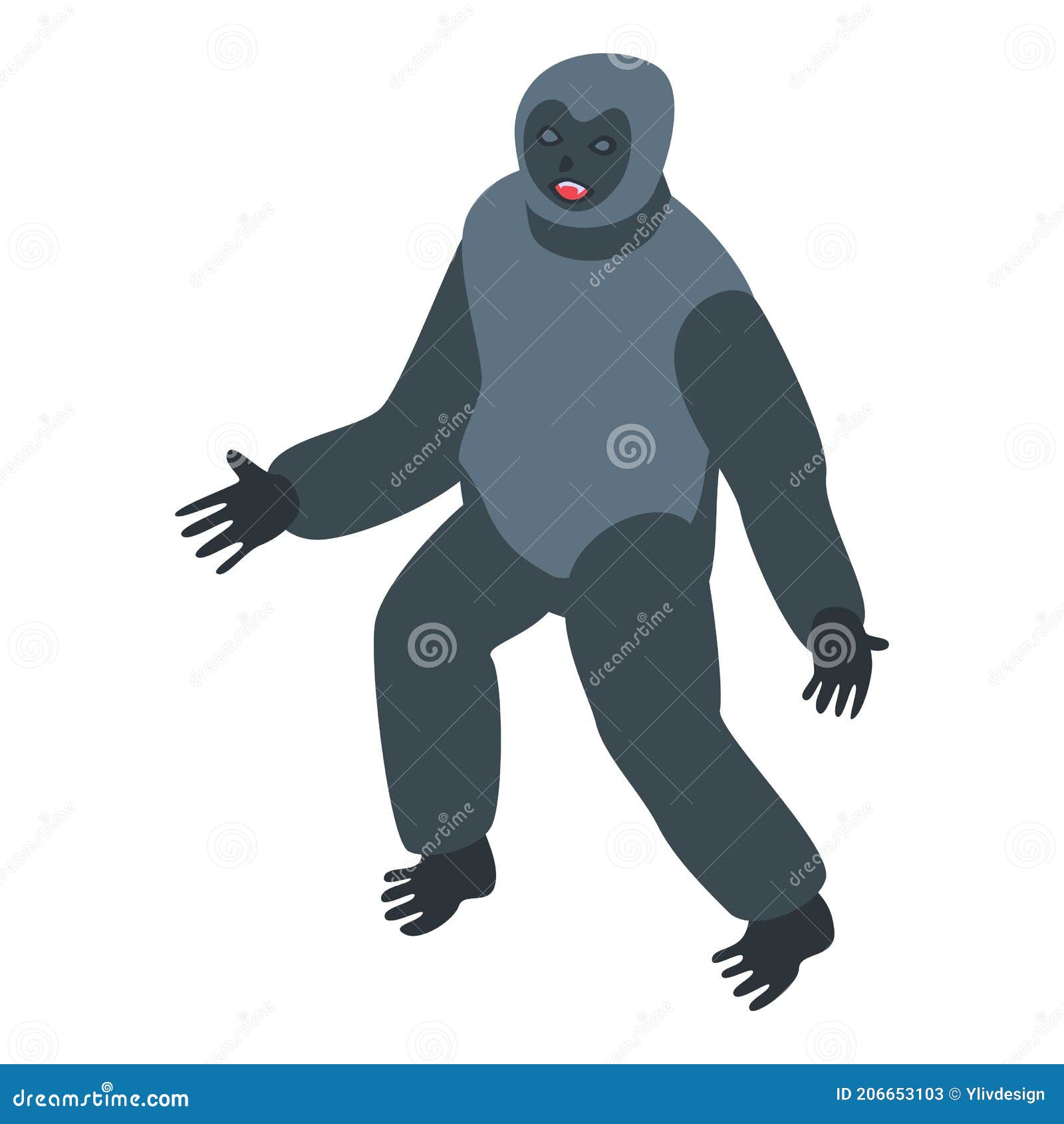 Smile Gibbon Icon, Outline Style Vector Illustration | CartoonDealer ...