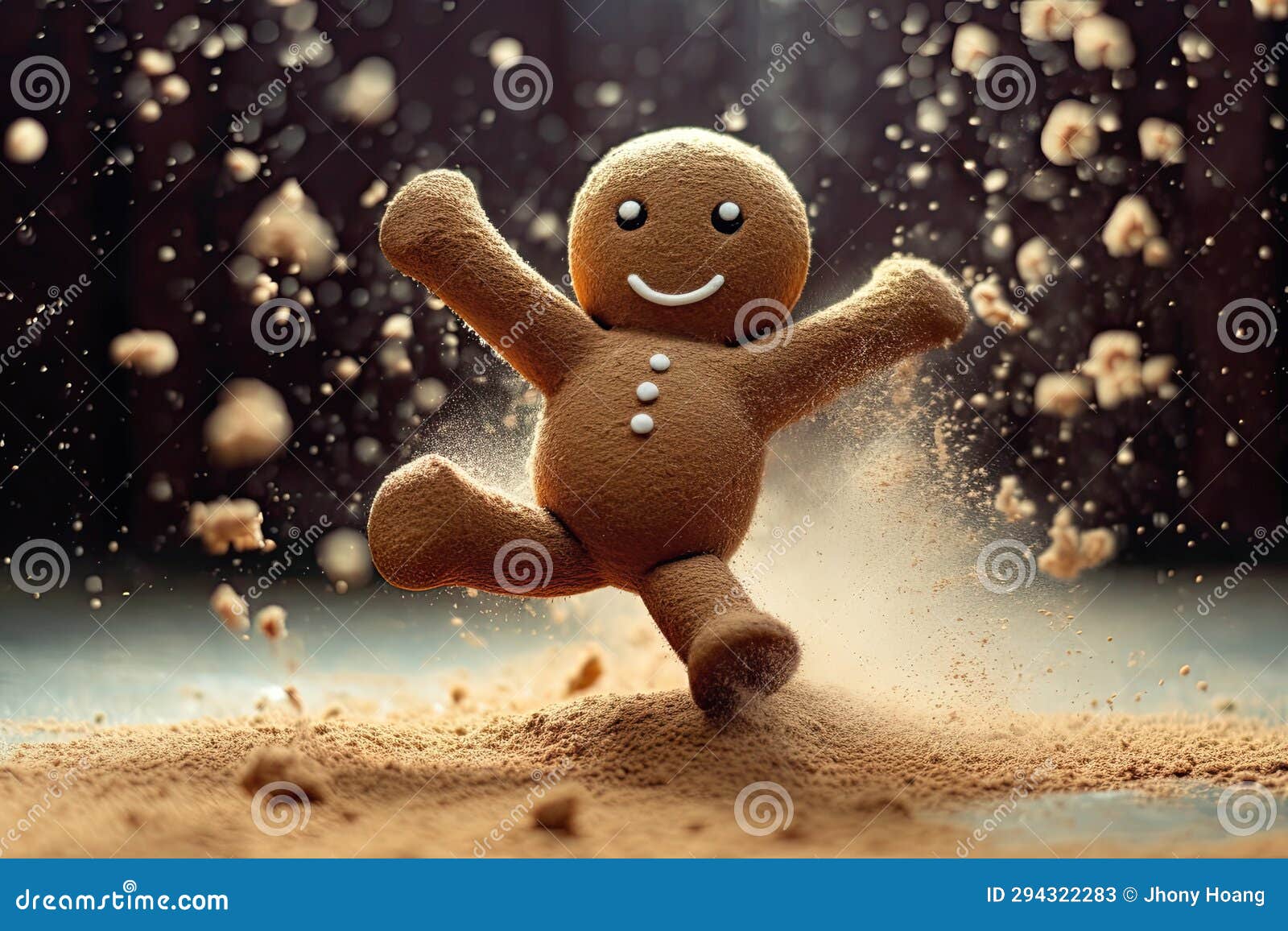 Adorable Gingerbread Man Dancing Stock Illustration - Illustration of ...