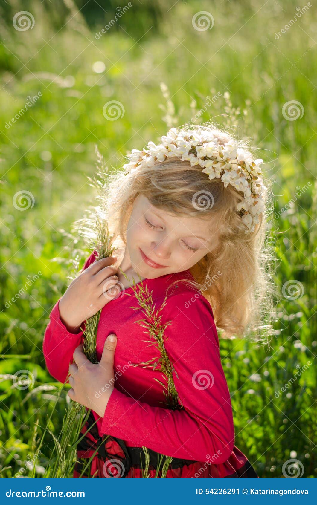 Adorable Girl With Blond Hair And Closed Eyes Stock Image Image Of Eyes Enjoy 54226291
