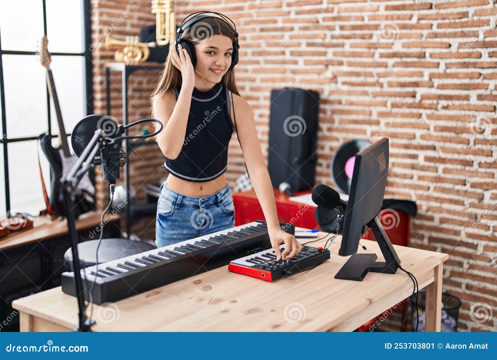 Adorable Girl Dj Playing Music Session at Music Studio Stock Image ...