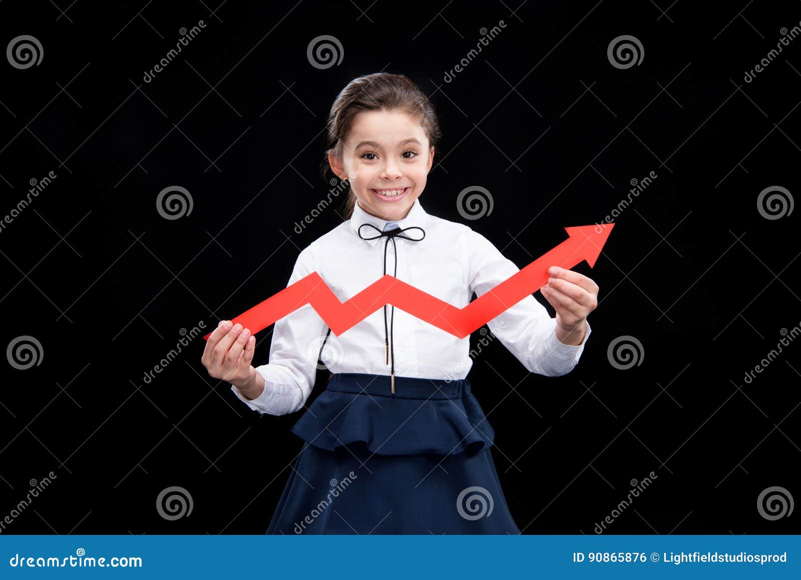 Adorable Girl with Red Arrow Stock Photo - Image of business, work ...