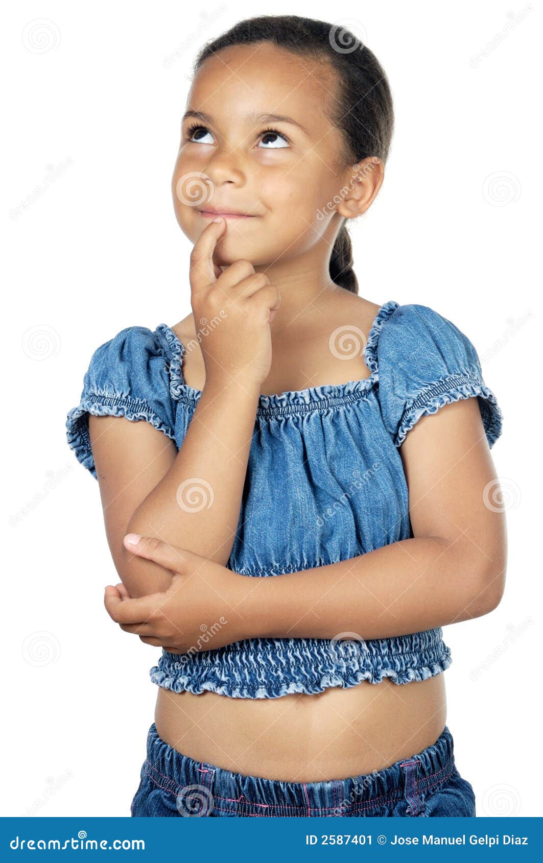 Adorable girl thinking stock image. Image of blond, isolated - 2587401