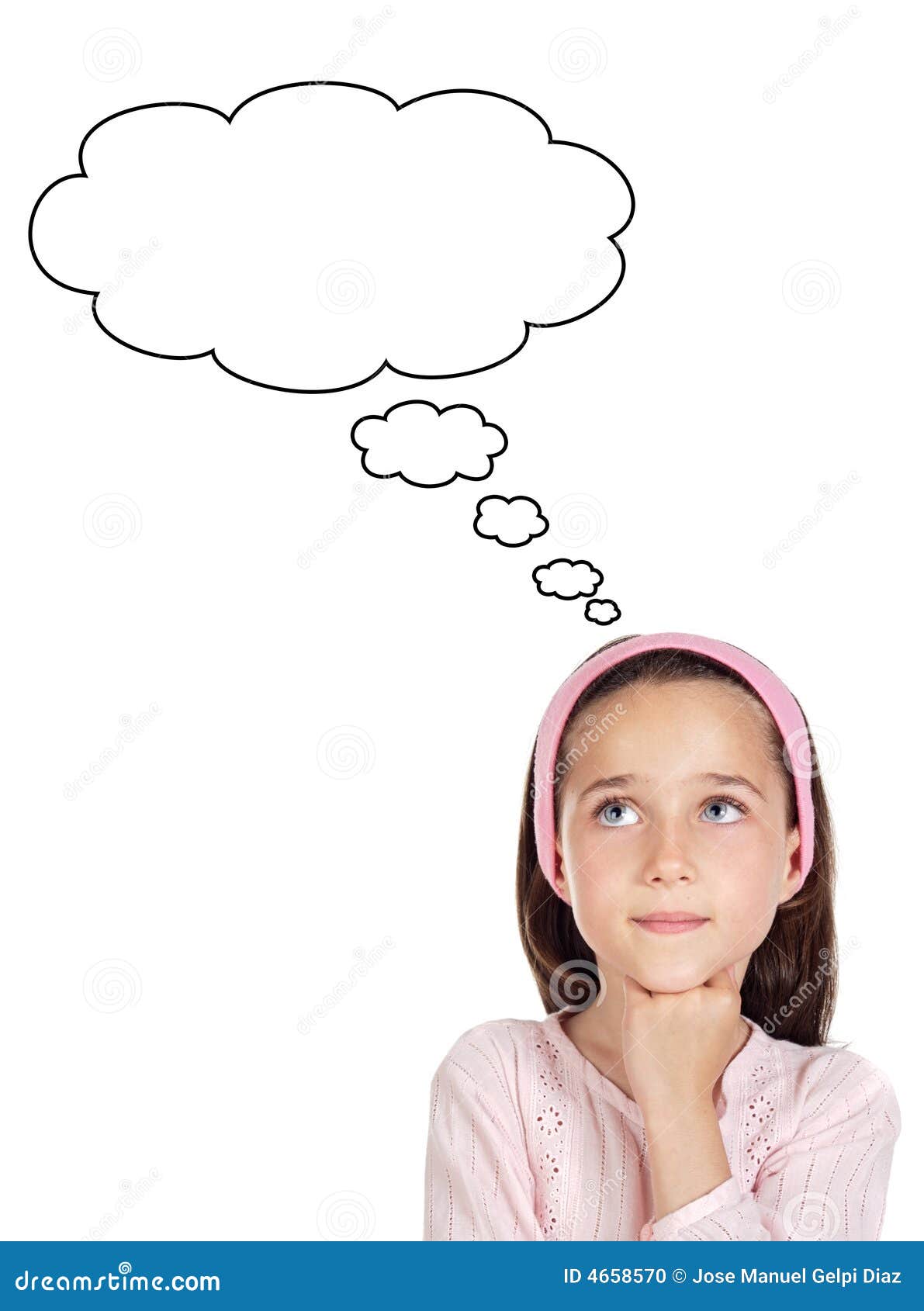 Adorable girl thinking stock photo. Image of background - 4658570
