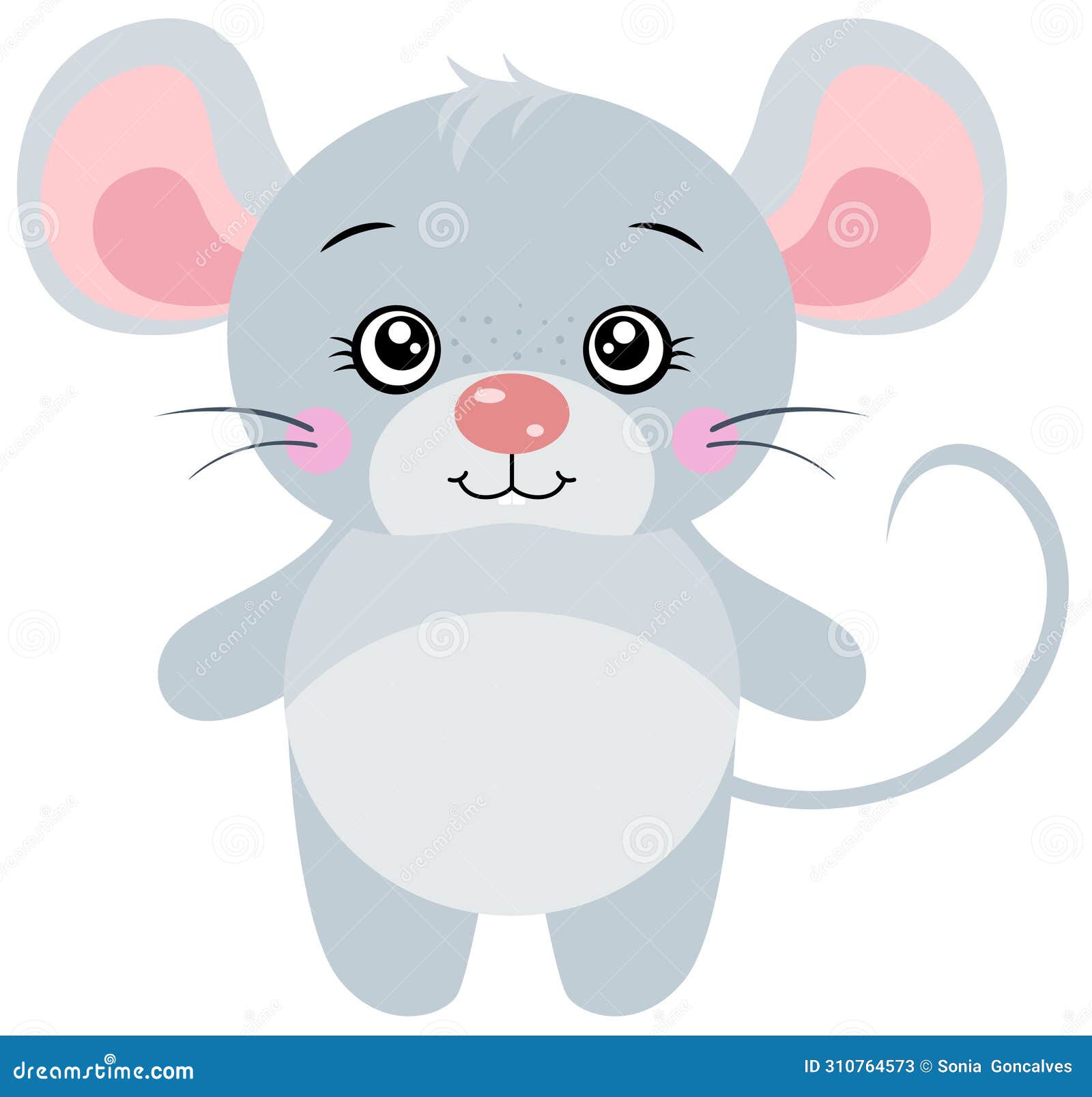 Adorable Gray Mouse Isolated on White Stock Vector - Illustration of ...