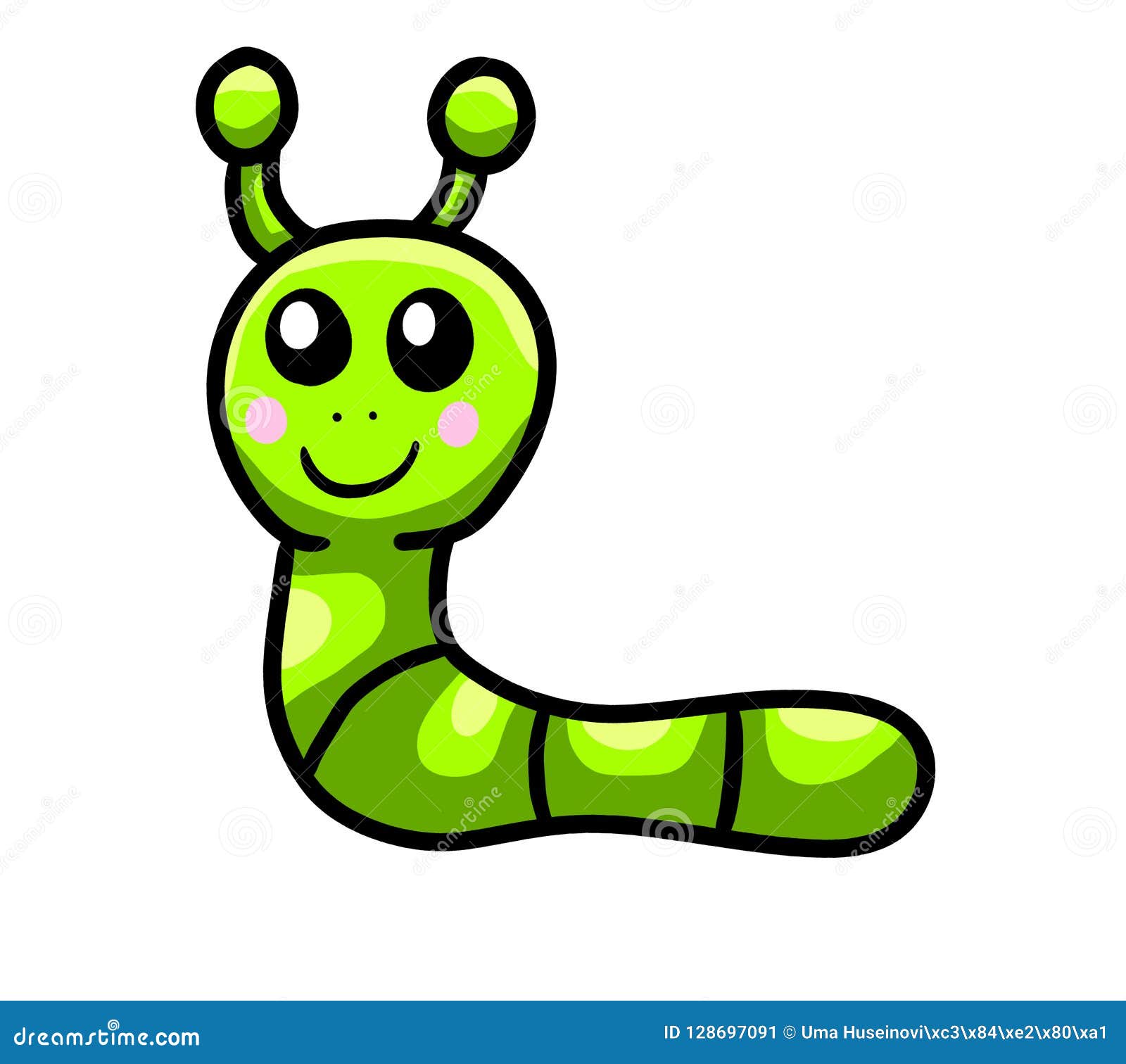 Funny Green Worm stock illustration. Illustration of design - 128697091
