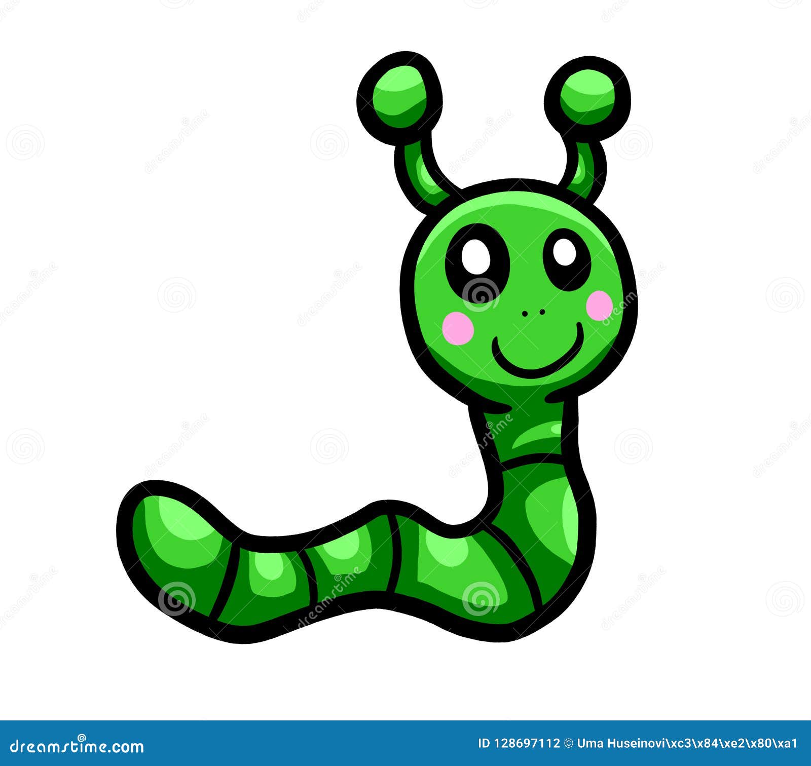 Adorable Green Worm stock illustration. Illustration of design - 128697112