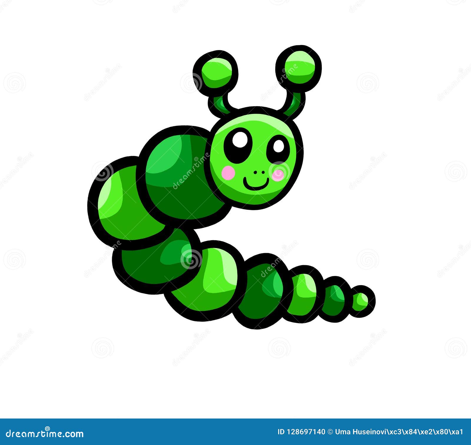 Adorable Green Worm stock illustration. Illustration of fauna - 128697140
