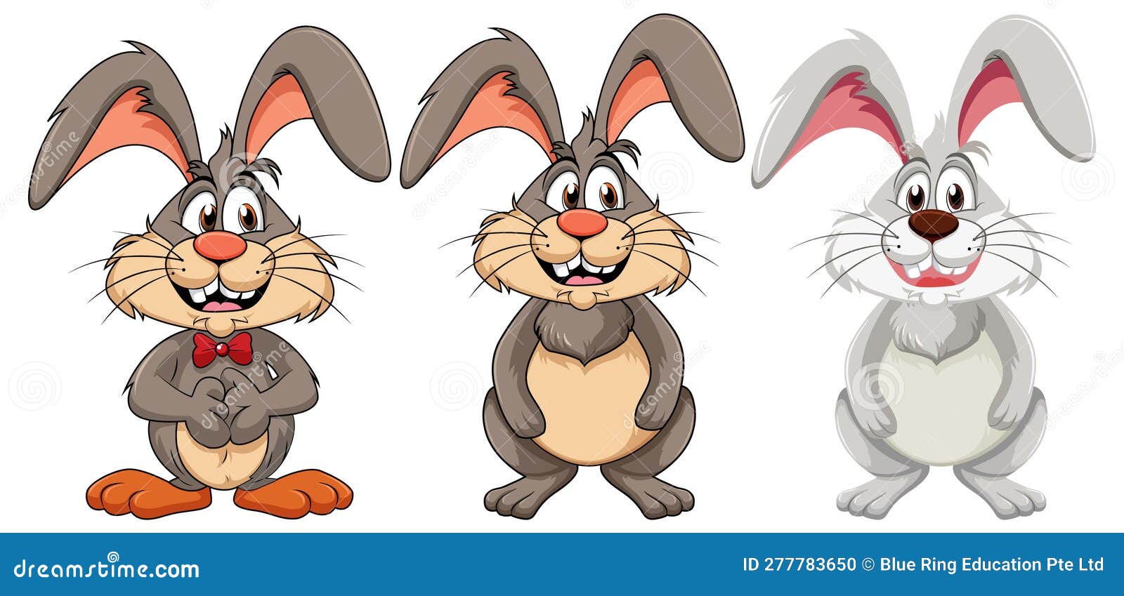 Adorable Grey and White Rabbit Cartoon Character Stock Vector ...