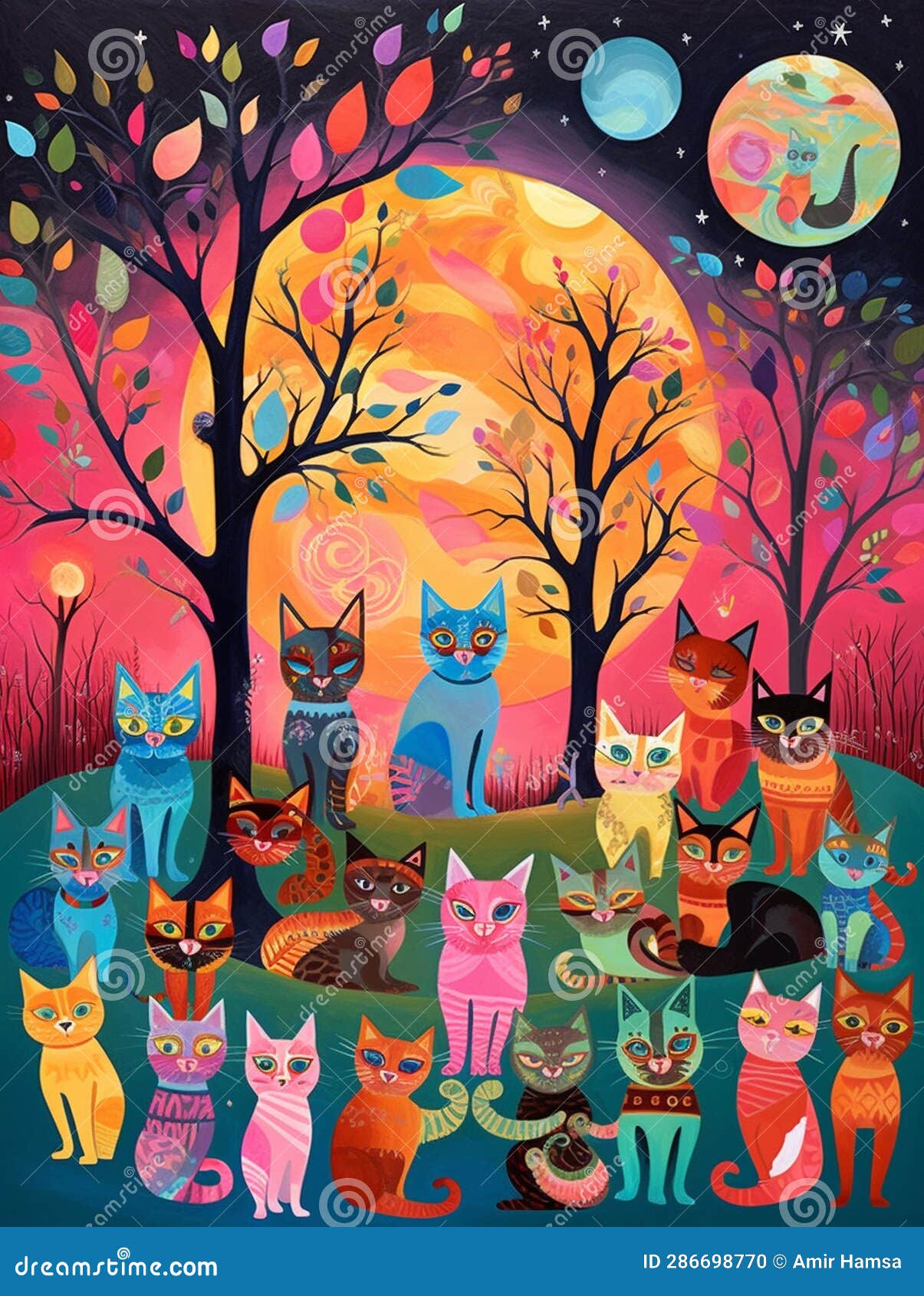 An adorable group of cats stock illustration. Illustration of whiskers ...