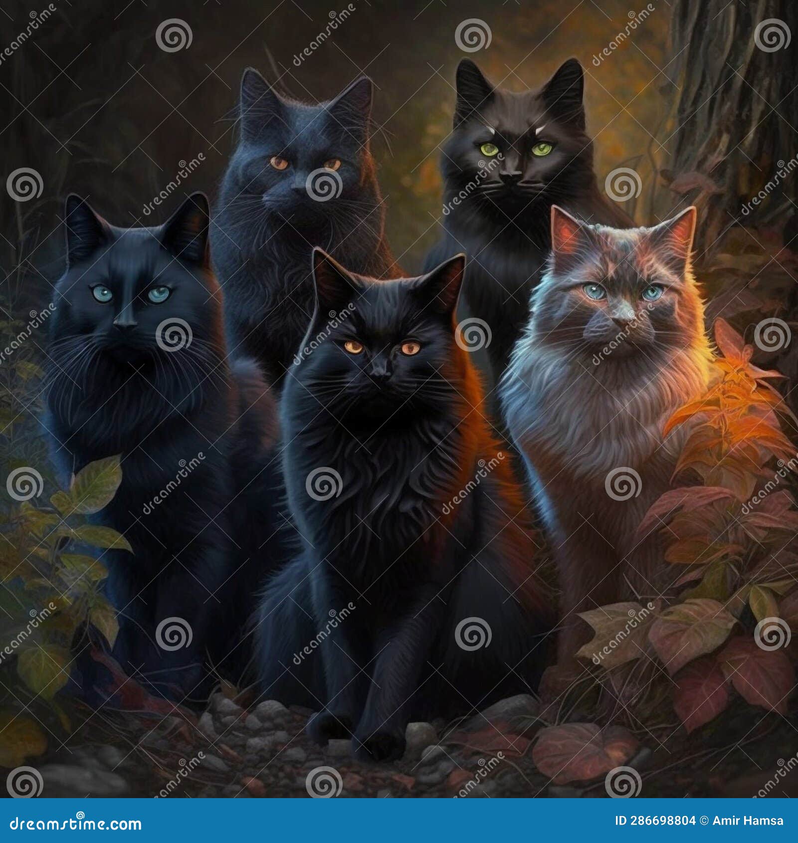 An adorable group of cats stock illustration. Illustration of adorable ...
