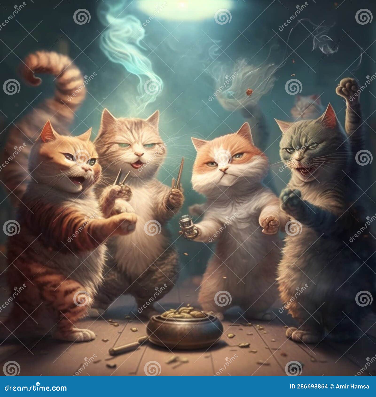An adorable group of cats stock illustration. Illustration of white ...