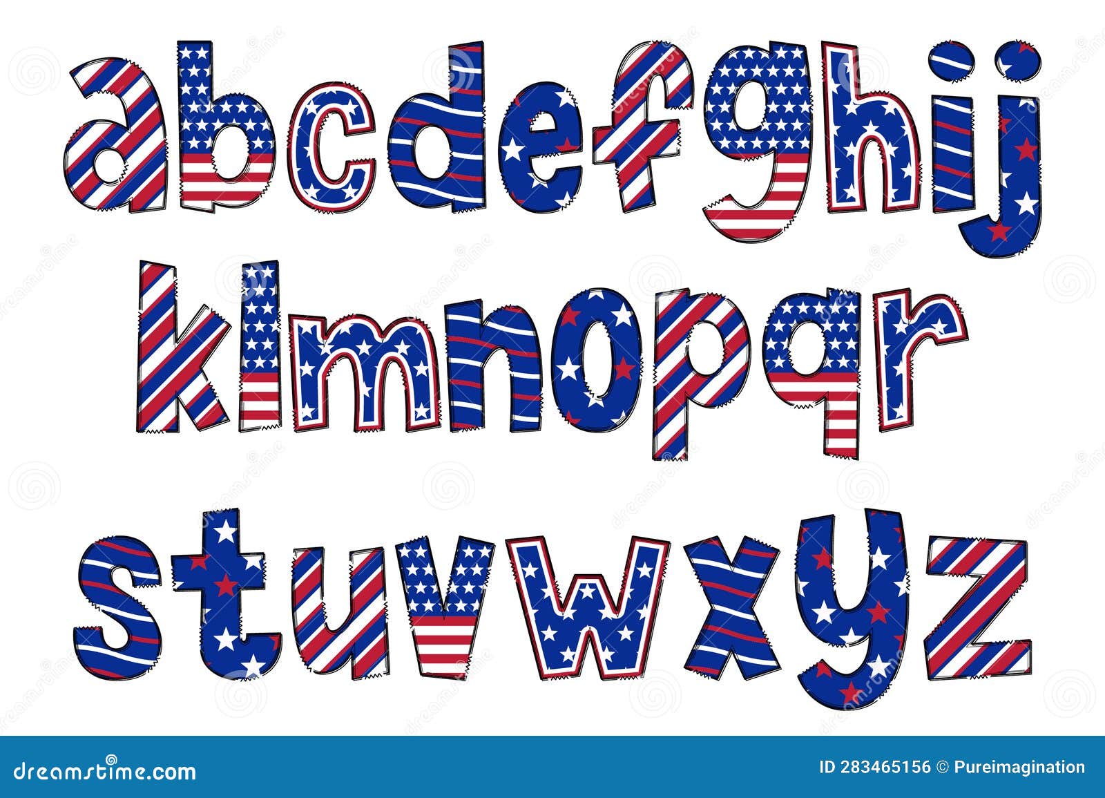 Adorable Handcrafted American Nations Font Set Stock Vector ...