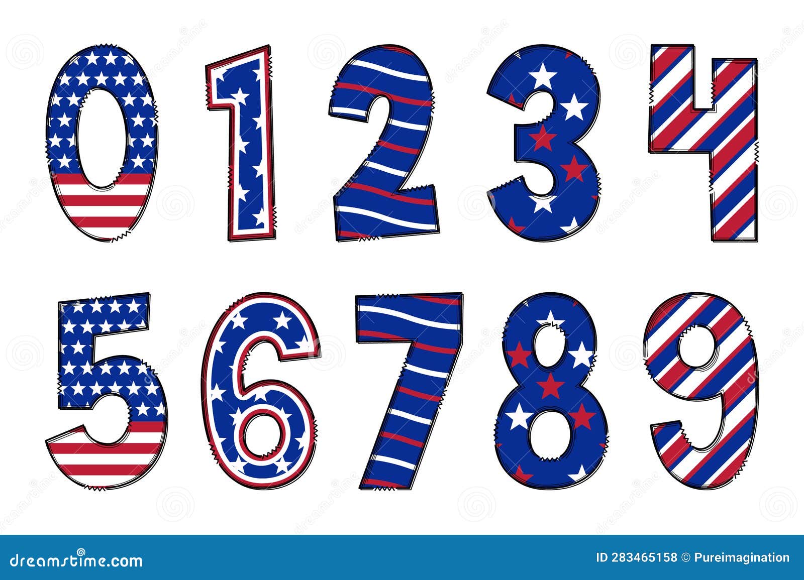 Adorable Handcrafted American Nations Number Set Stock Vector ...