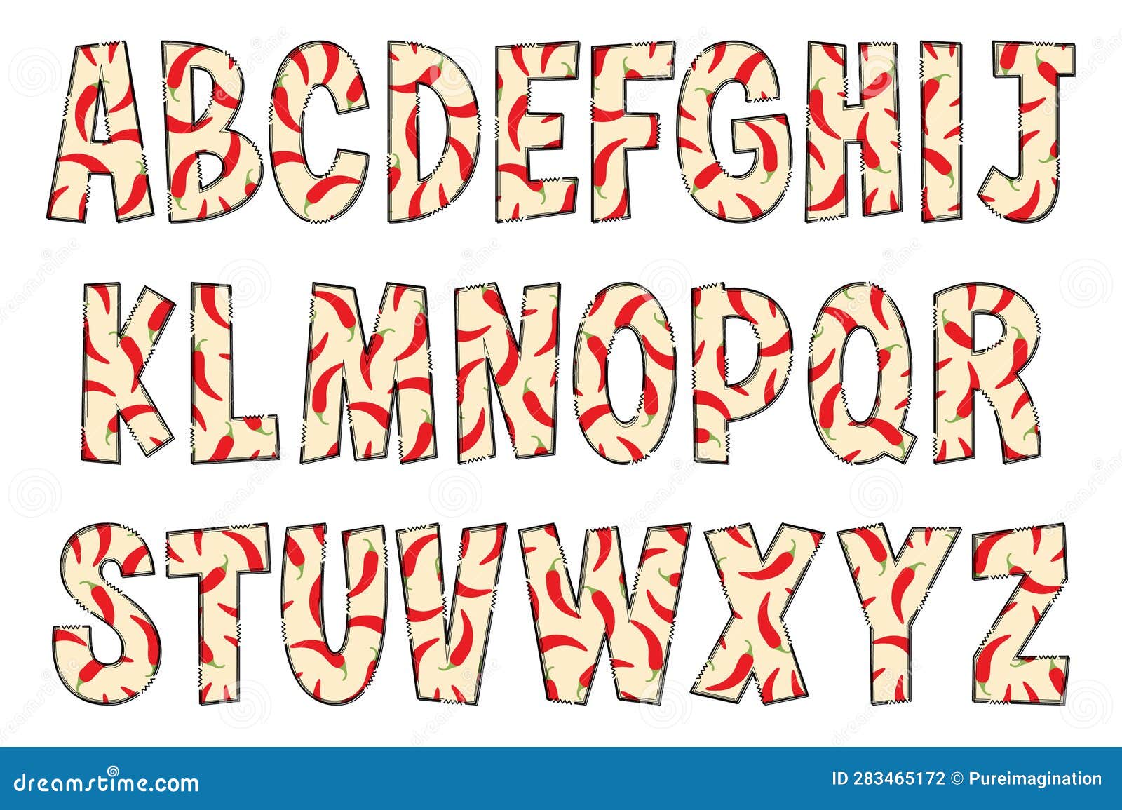 Adorable Handcrafted Chili Pepper Font Set Stock Vector - Illustration ...