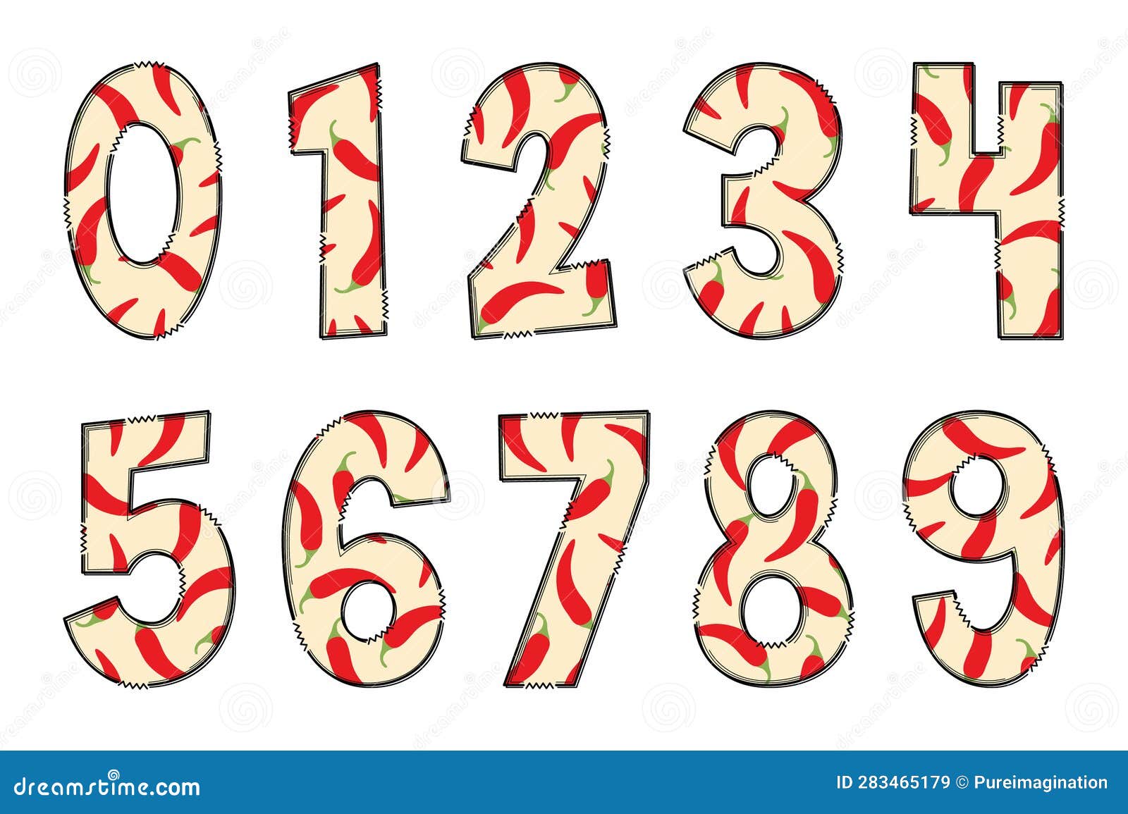 Adorable Handcrafted Chili Pepper Number Set Stock Vector ...
