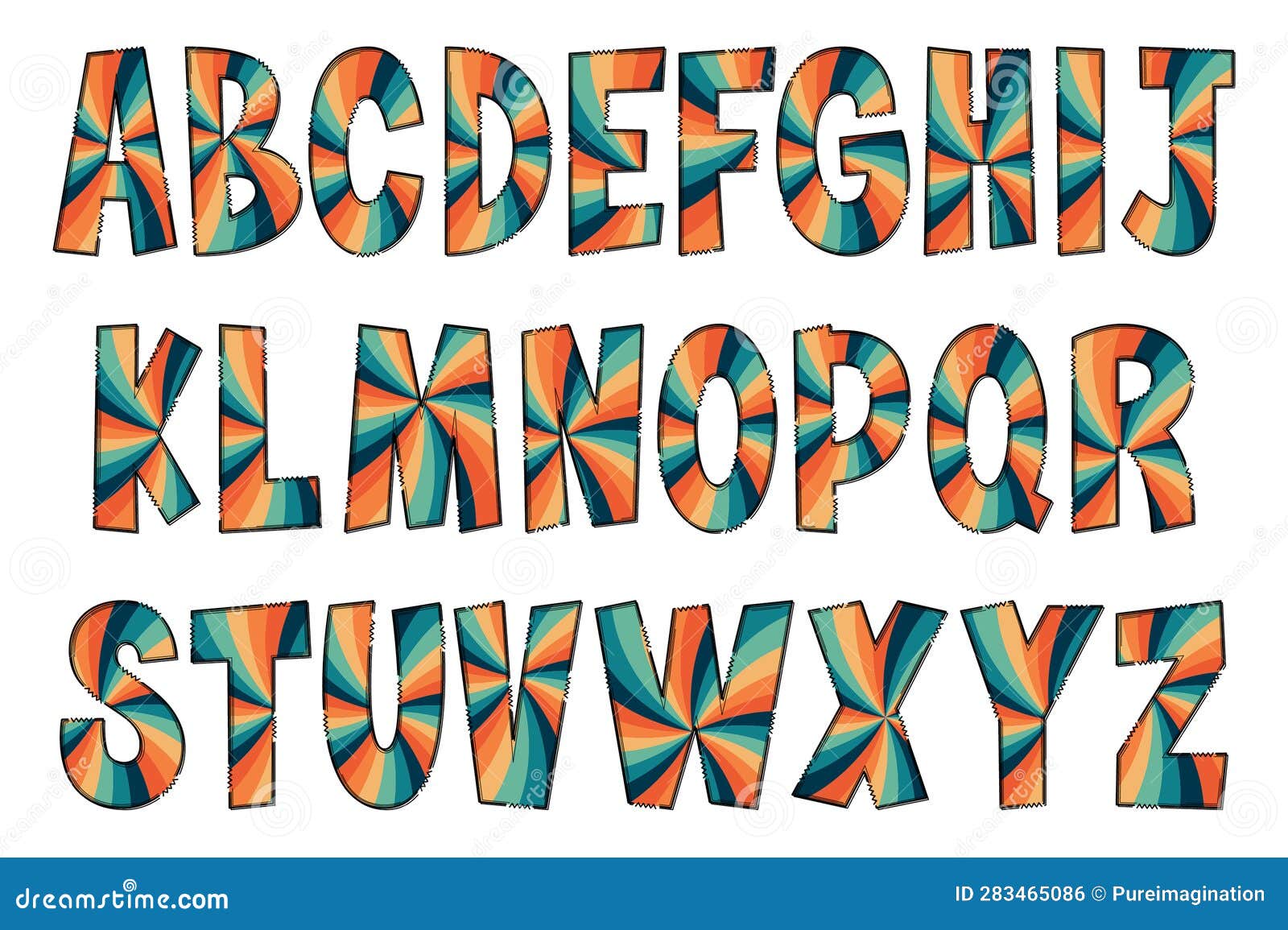 Hippie Font. Psychedelic Retro Alphabet With 60s Hippy Distortion Style ...