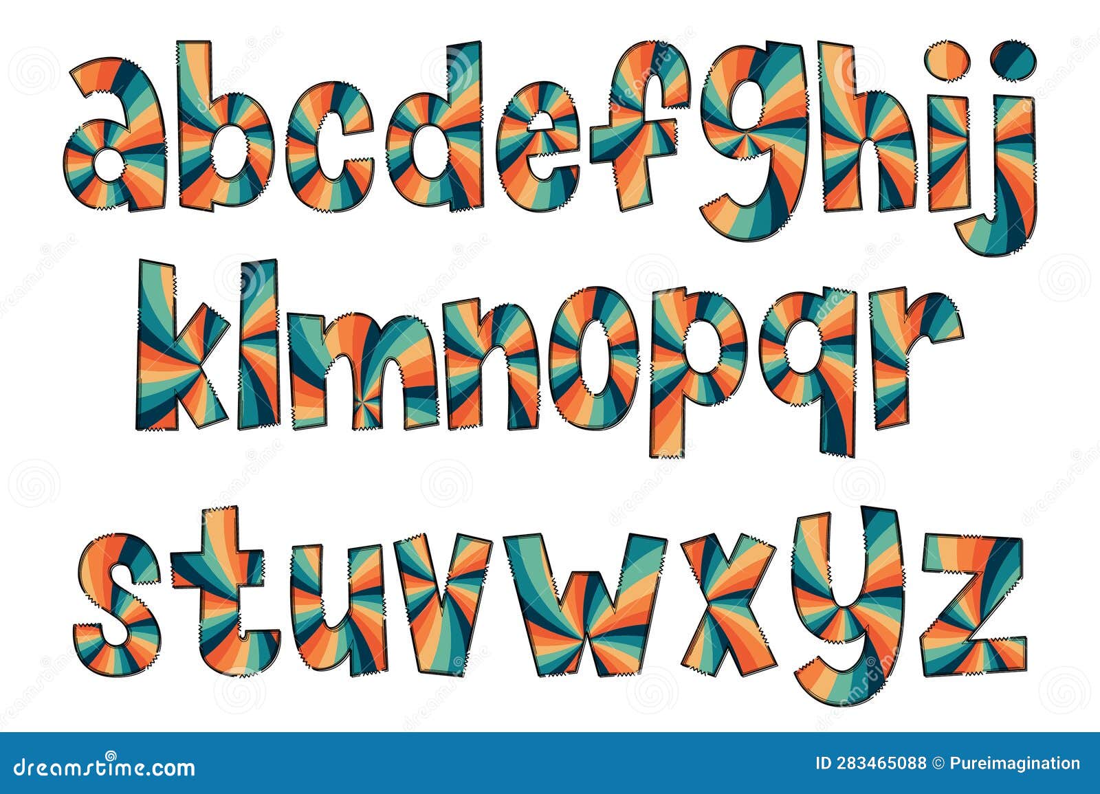 Hippie Font. Psychedelic Retro Alphabet With 60s Hippy Distortion Style ...