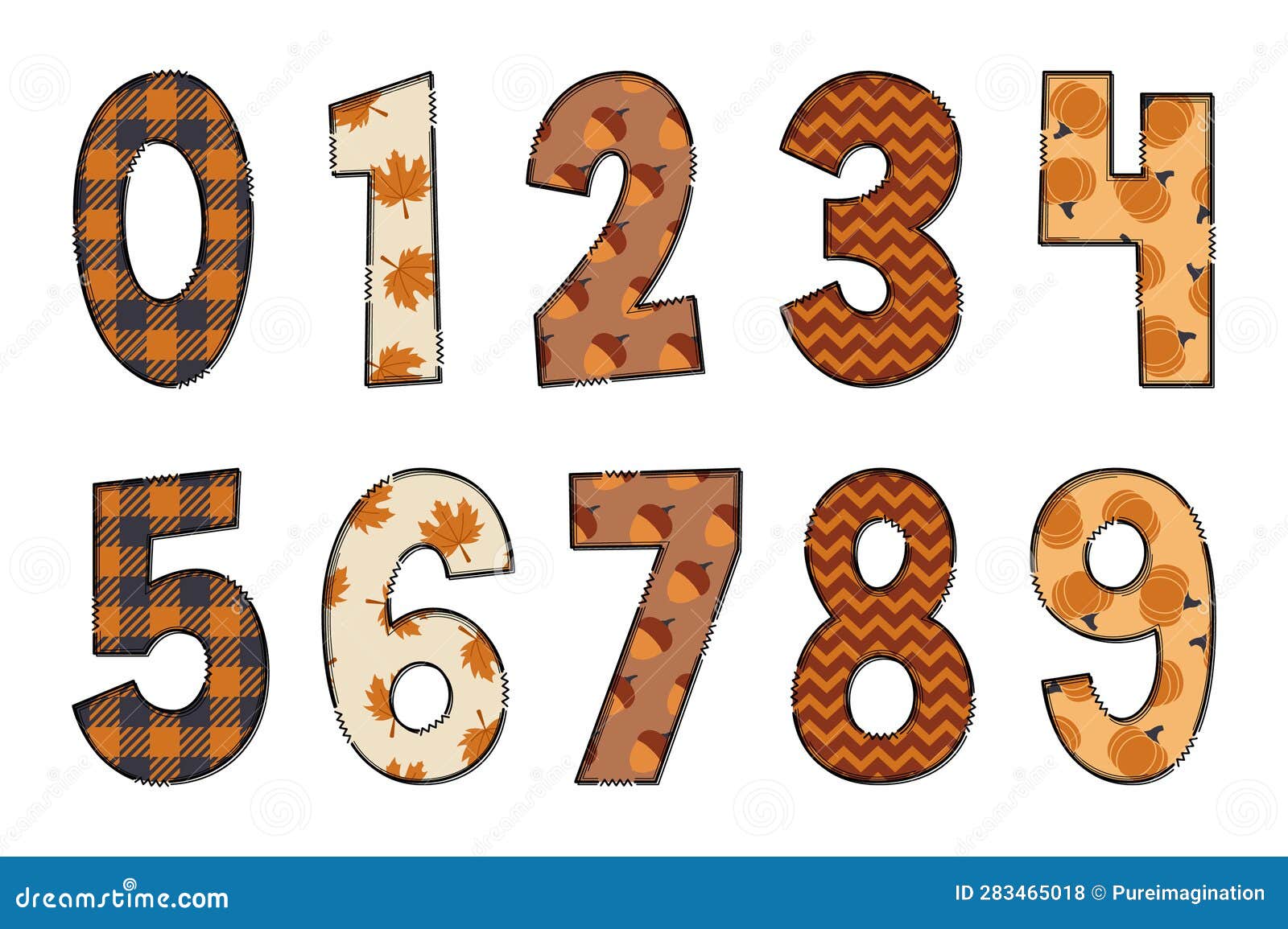Adorable Handcrafted Hello Fall Number Set Stock Vector - Illustration ...