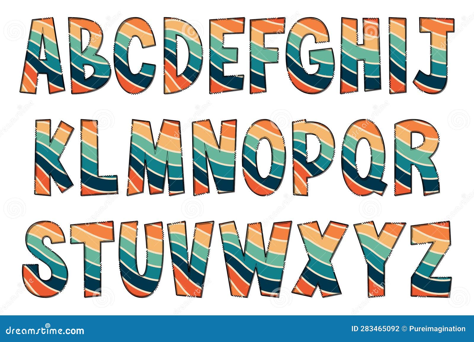 Adorable Handcrafted Retro Line Font Set Stock Vector - Illustration of ...