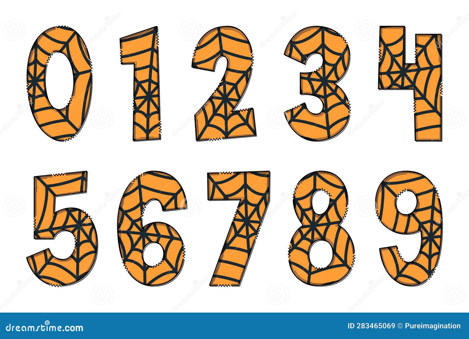 Adorable Handcrafted Spider Web Number Set Stock Vector - Illustration ...