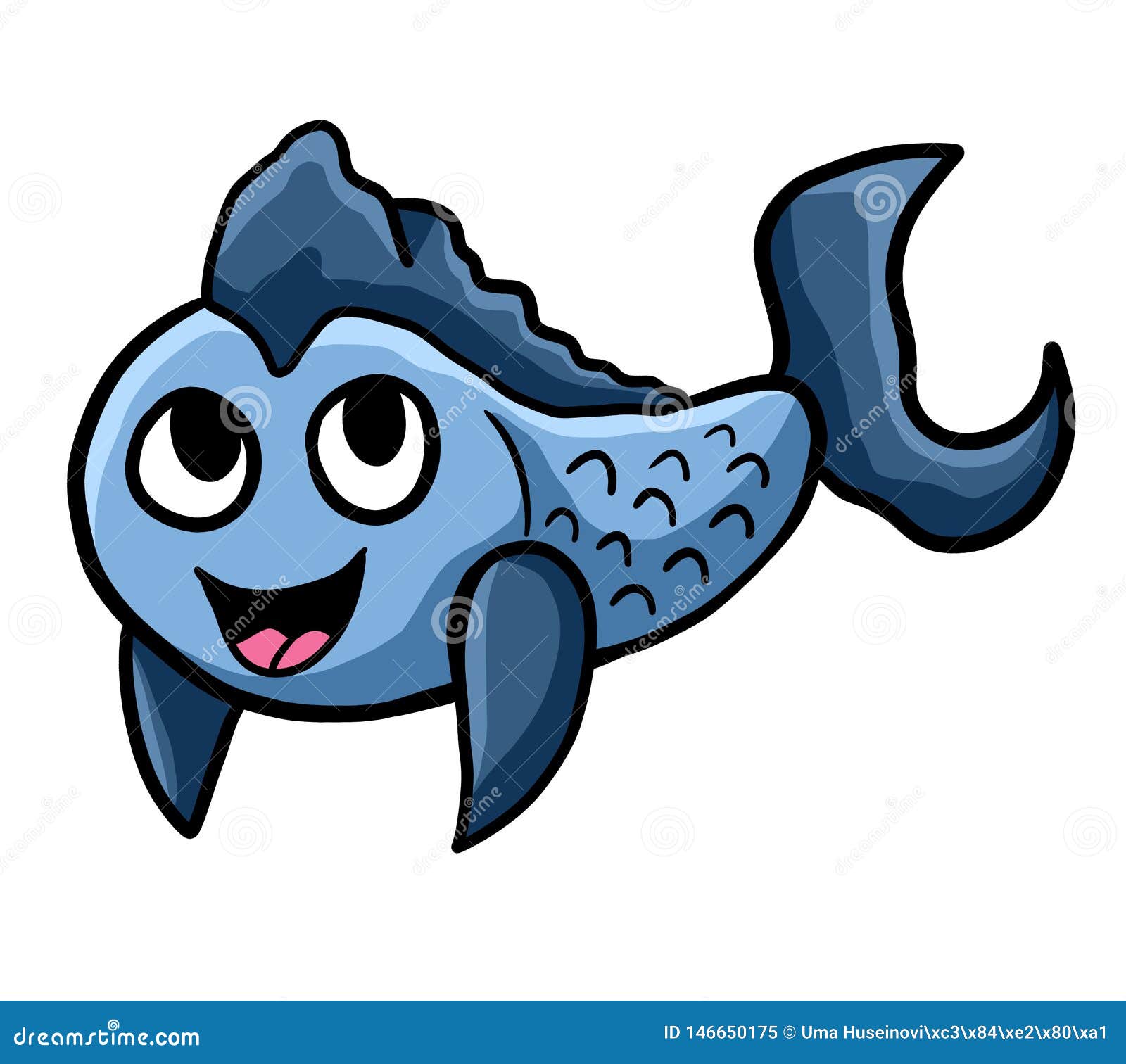 Very Adorable Happy Blue Fish Stock Illustration - Illustration of clip ...