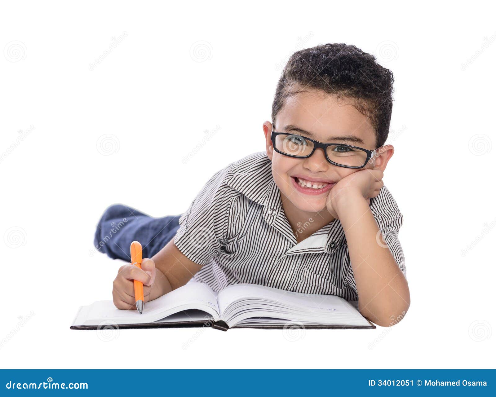 Adorable Happy Boy Writing stock image. Image of school - 34012051