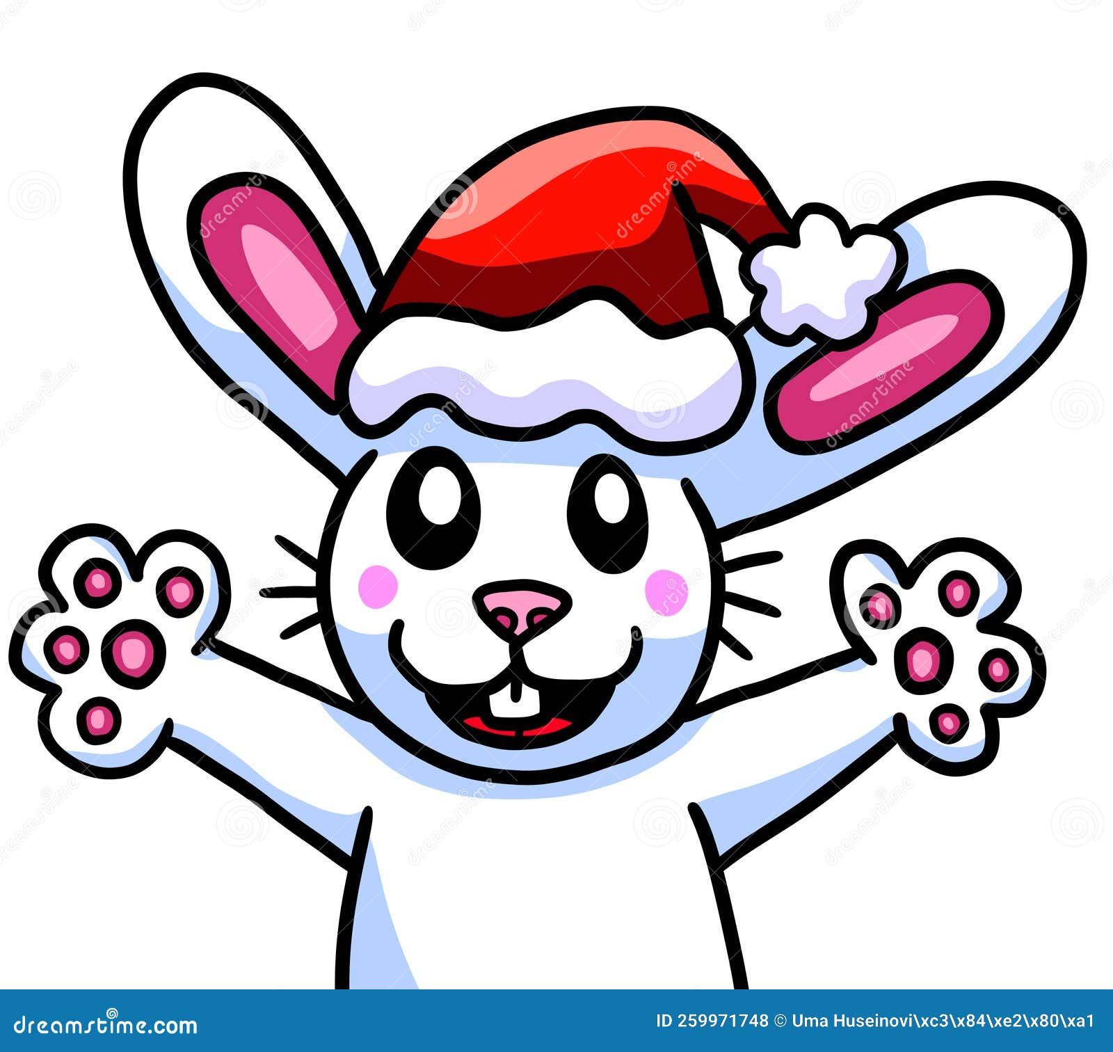 An Adorable Happy Christmas Bunny Stock Illustration - Illustration of ...