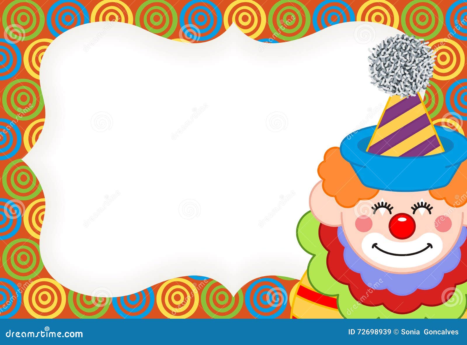 Adorable happy clown label stock vector. Illustration of person - 72698939