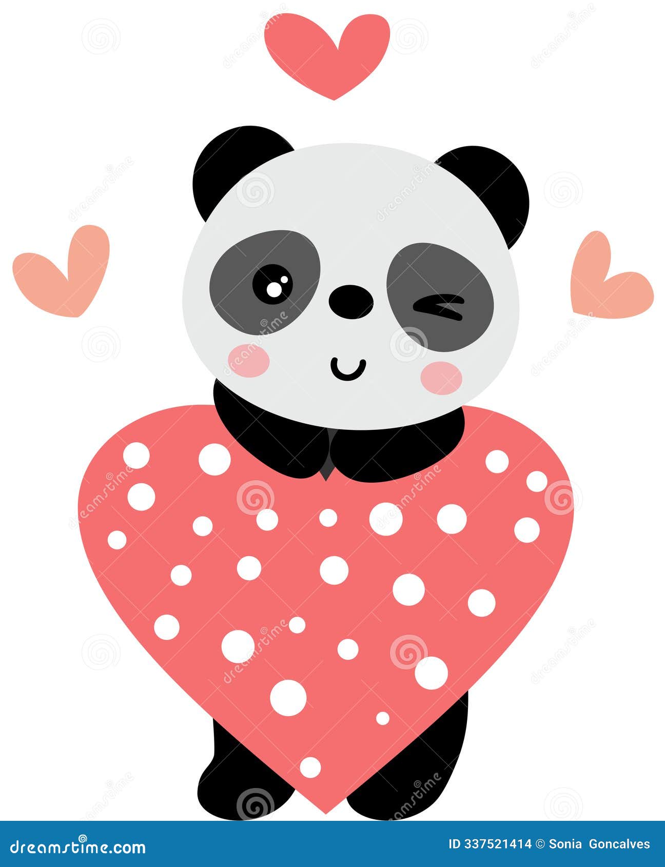 Adorable Happy Panda with Heart Stock Vector - Illustration of element ...