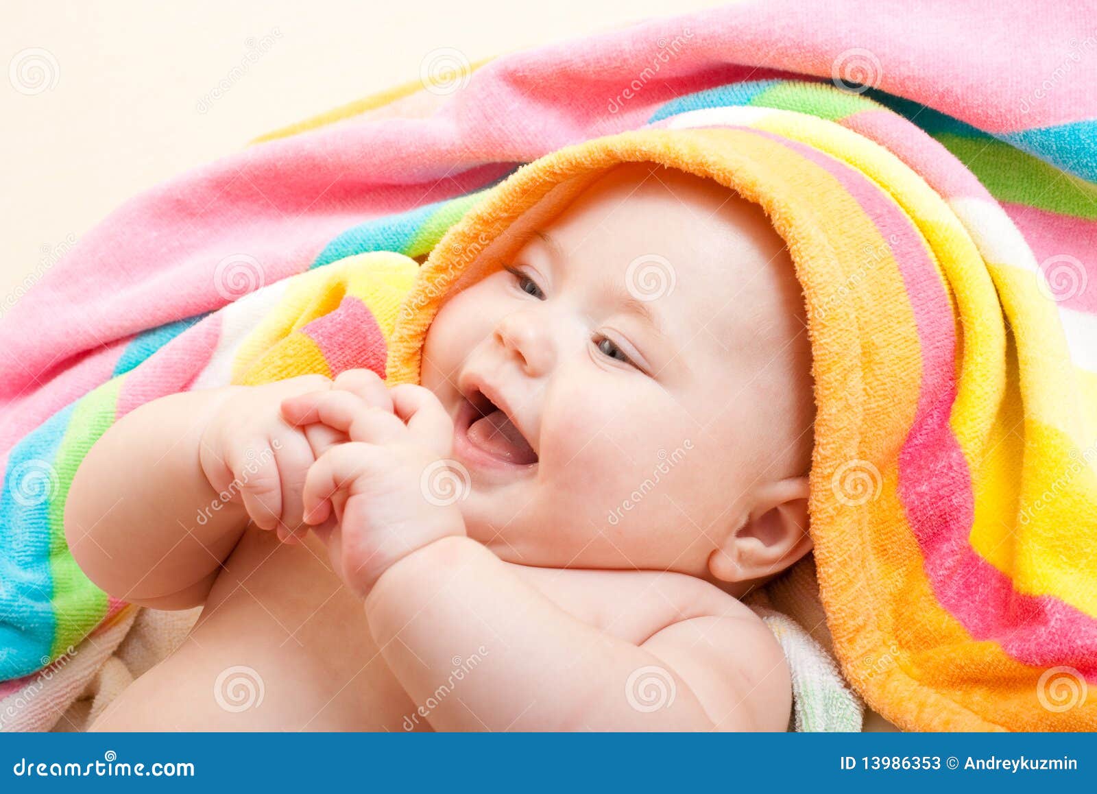 Adorable Happy Smiley Baby after Bath Stock Image - Image of blanket ...