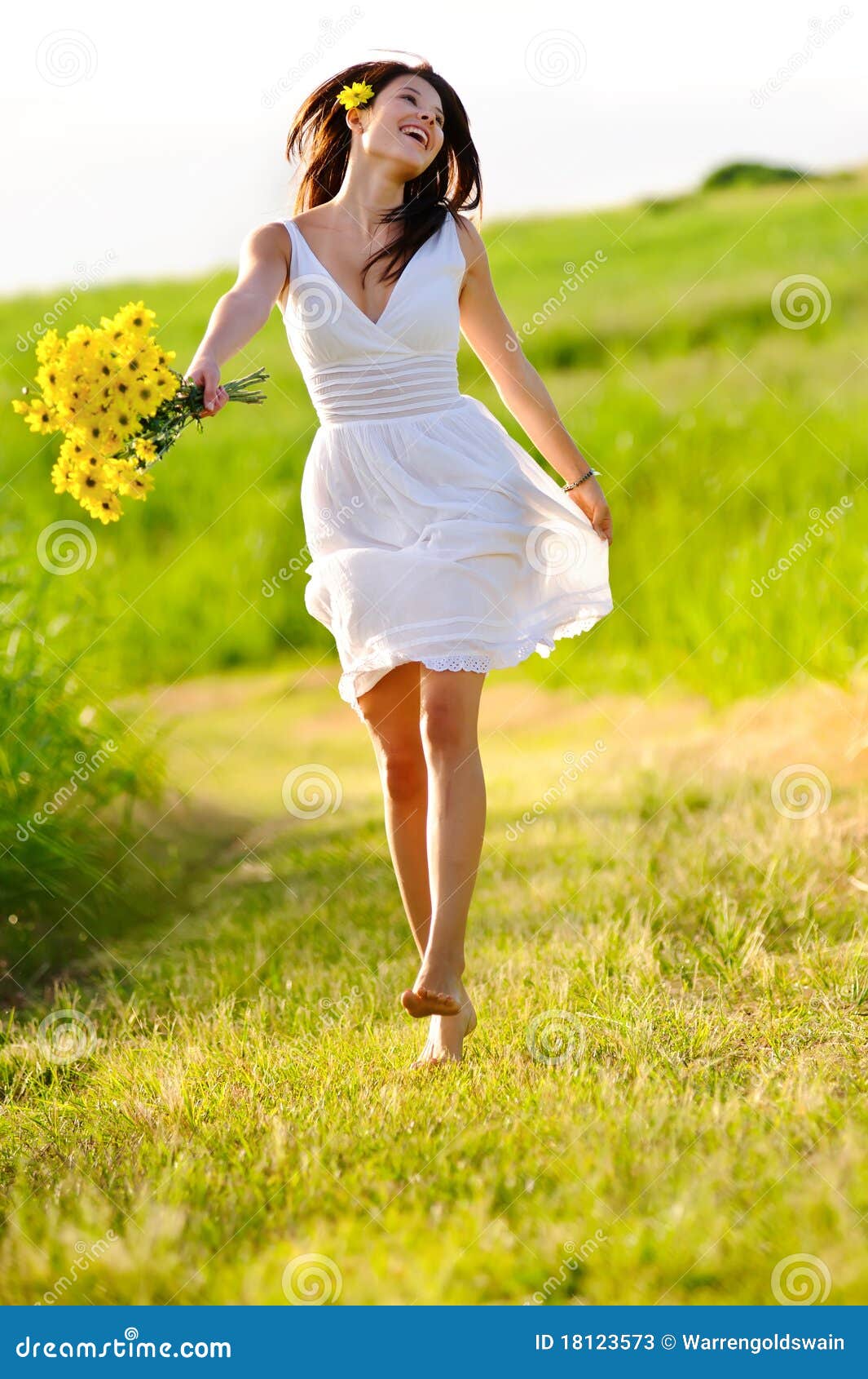Adorable Happy Summer Woman Skipping Stock Image - Image of girl ...