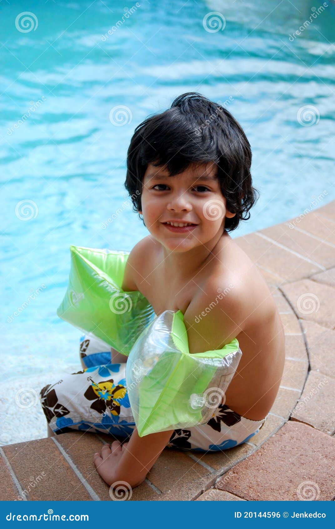 Adorable Hispanic Boy by the Pool Stock Photo - Image of florida, laugh ...