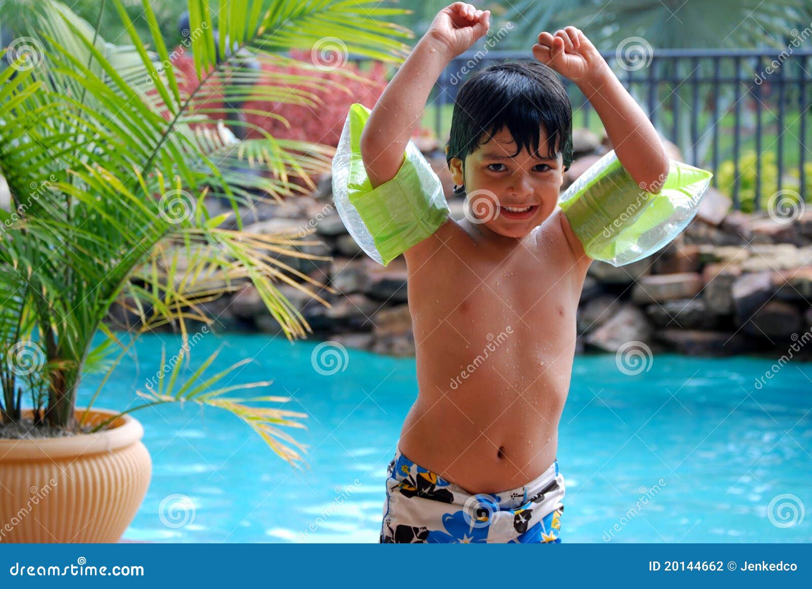 Adorable Hispanic Boy Showing His Muscles Stock Photo - Image of ...